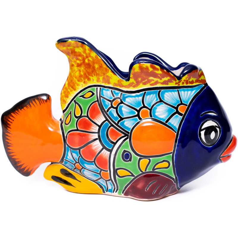 Bungalow Rose Handmade Mexican Talavera Pottery Ceramic Small Fish ...