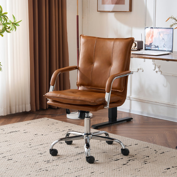 Latitude Run® Dareece Leather Task Chair with Padded Arms | Wayfair