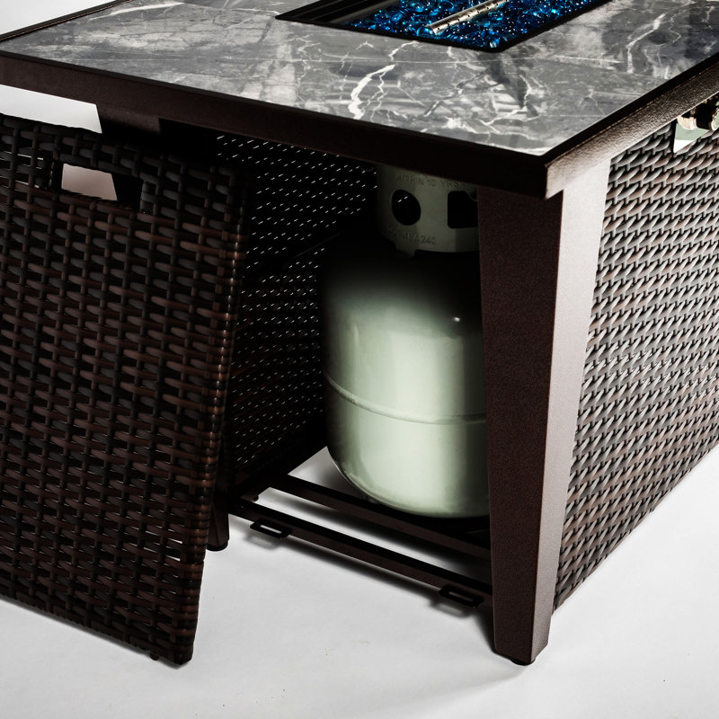 Latitude Run® 42Inch Rattan Fire Pit Table With Ceramic Tile Tabletop ...