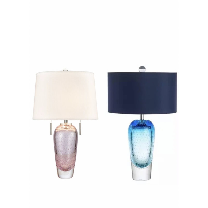 Orren Ellis Kimmesha Glass Table Lamps With Linen Shade | Wayfair