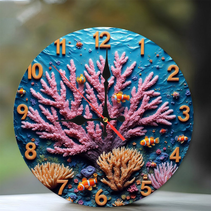 Dakota Fields Ocean Coral Reef Clock Wall Decor | Wayfair