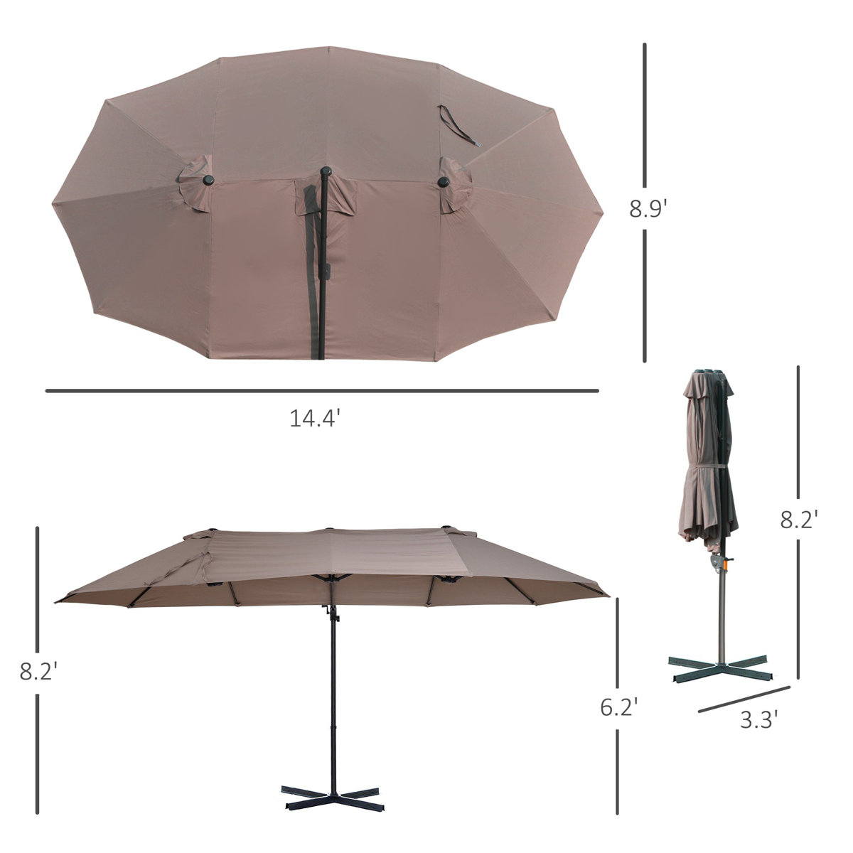 Latitude Run® Cantilever outdoor patio umbrella with crank handle and ...