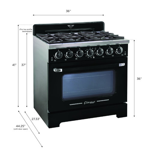 Unique Classic Retro 36" 6-Burner 5.2 cu. ft. Freestanding Gas Range ...