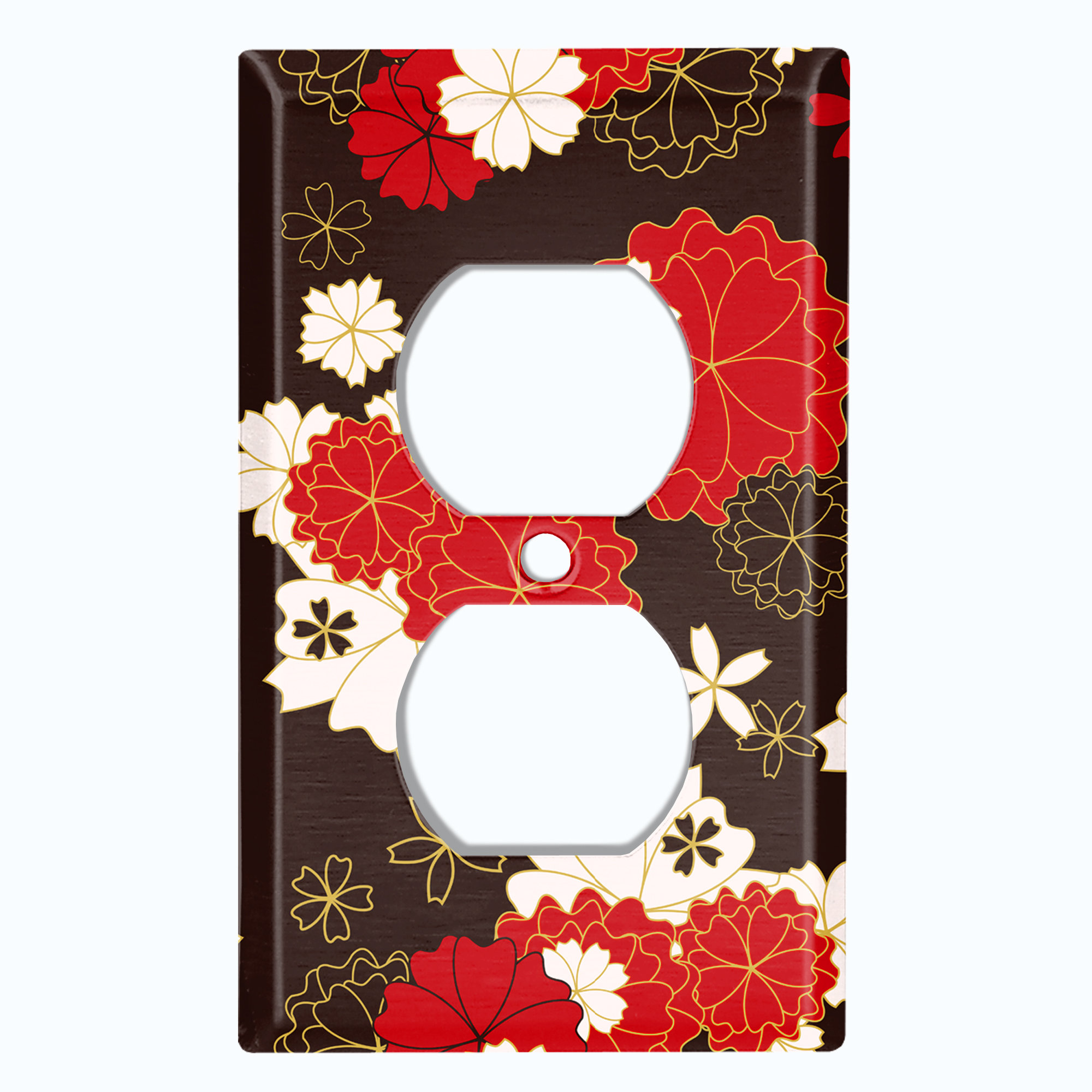 WorldAcc Japanese Red Flower White Black 1-Gang Toggle Light Switch ...