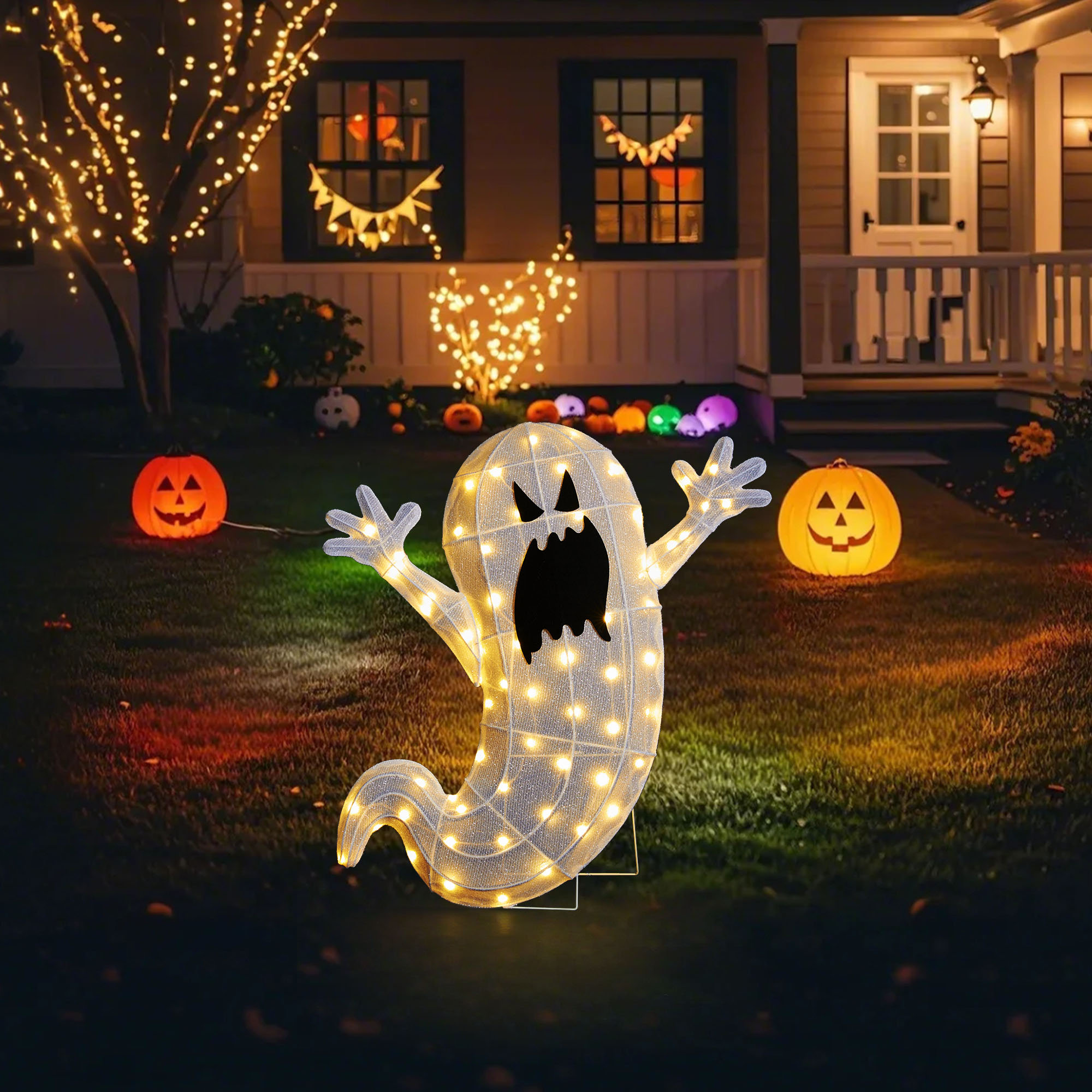Latitude Run® 35.5"H Lighted Halloween 2.5D Ghosts Outdoor Décor With ...
