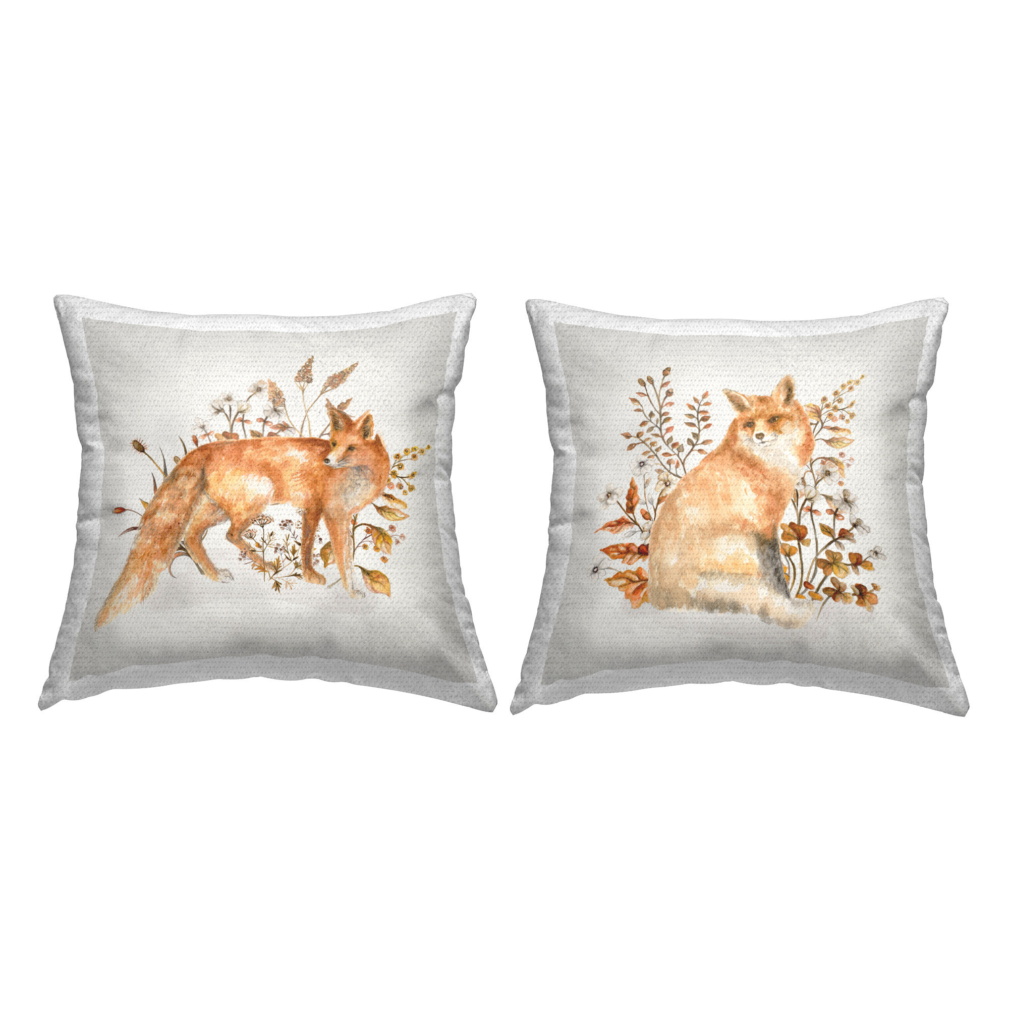 Stupell Industries Fluffy Fox Autumn Leaves Printed Outdoor Throw ...