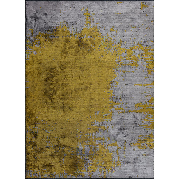Woven Concepts Rapture Gray/Yellow Abstract Luxury Area Rug | Wayfair
