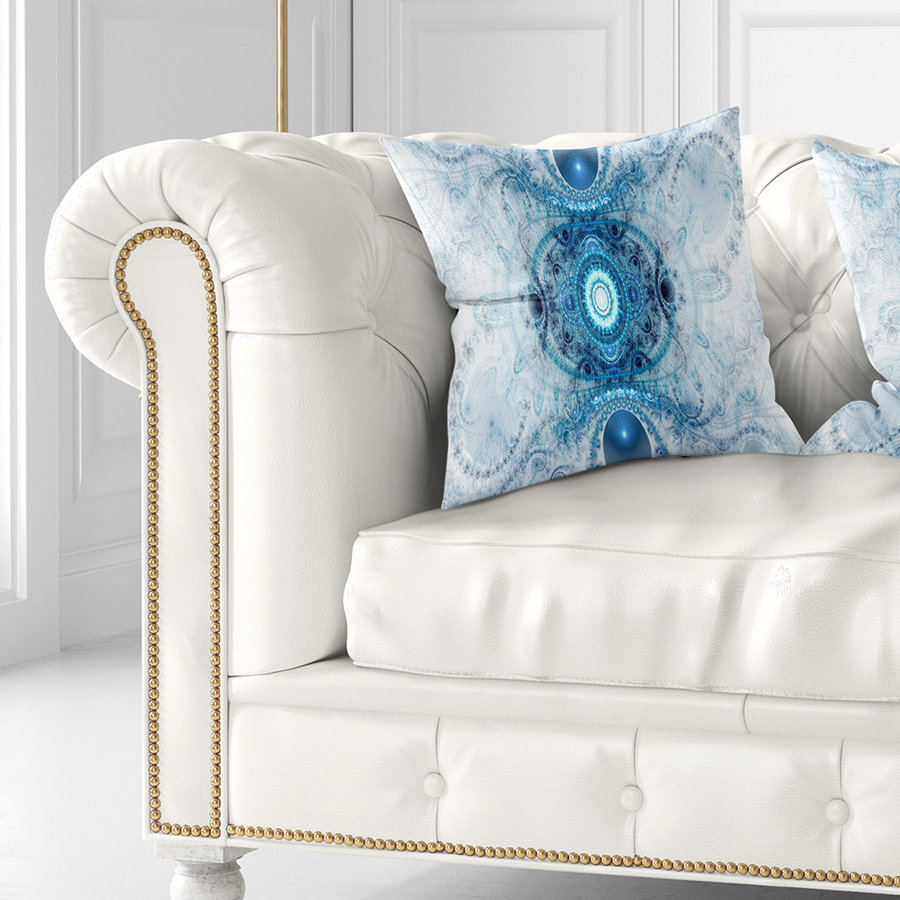 Design Art Light Blue Fractal Pattern - Abstract Printed Pillow | Wayfair