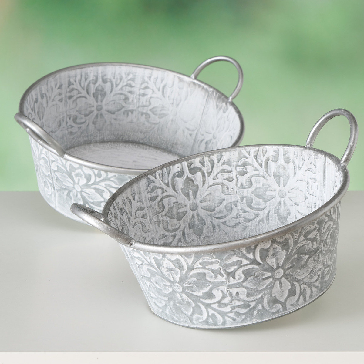 August Grove® Aracelys 2-Piece Zinc Cachepot Set | Wayfair