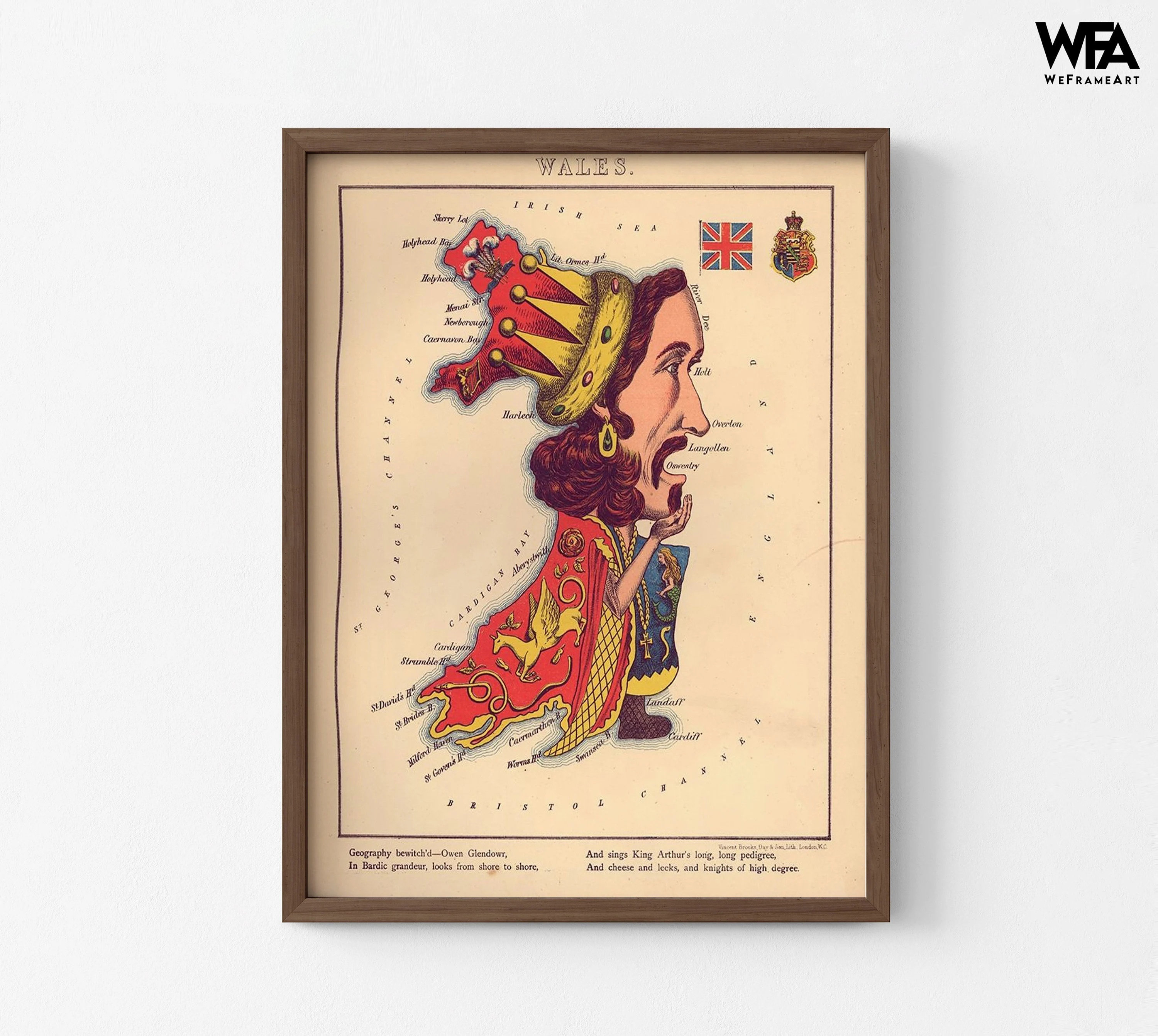 WeFrameArt Anthropomorphic Map Of Wales, Cartoon Picture Map ...