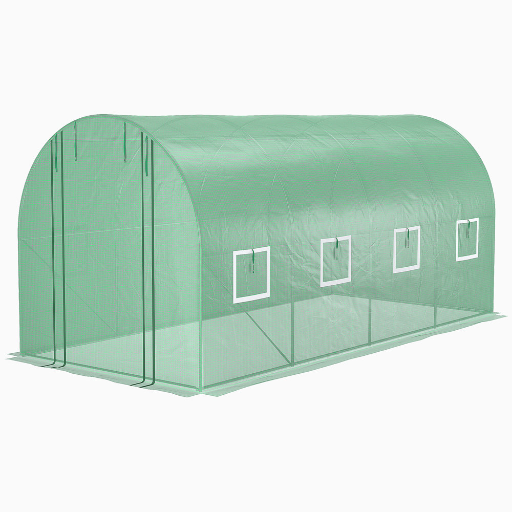 junzc Serre de tunnel encastrée 14,6 pi x 6,6 po x 6,6 po Outsunny avec porte grillagée et 8 ...