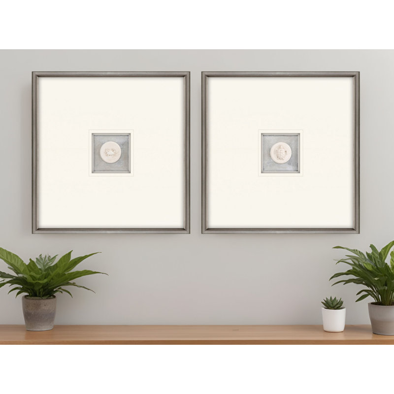 HomeRoots " Set Of Two Coastal Intaglio II Silver Framed Print Wall Art ...