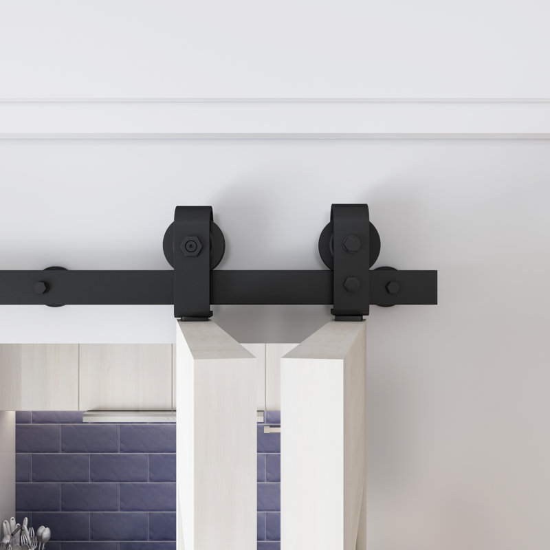 Jubest Matte Black Steel Bi-folding Double Barn Door Hardware Kit ...