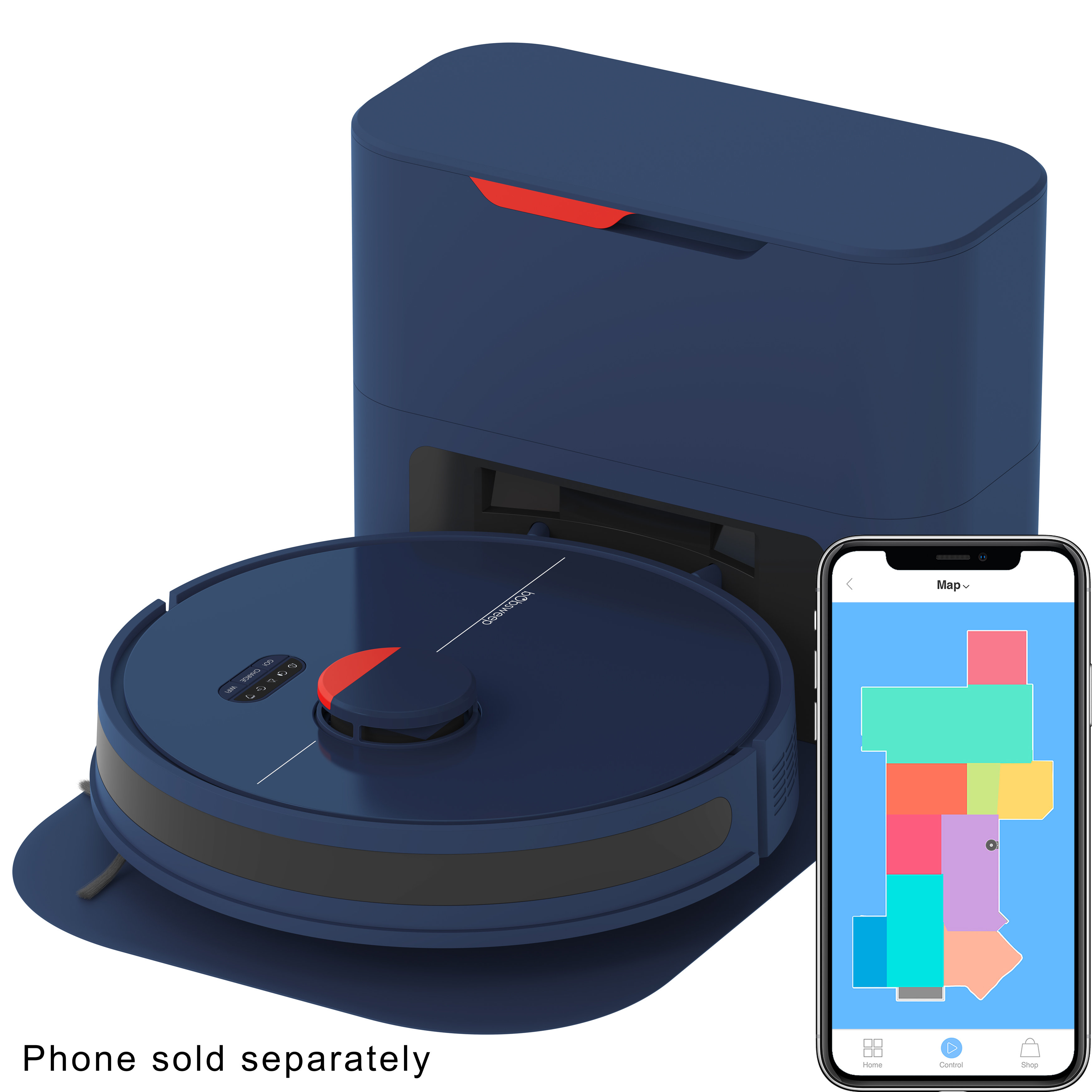 bObsweep Self Empty Dustin Wi-Fi Connected Self-Emptying Robot Vacuum ...