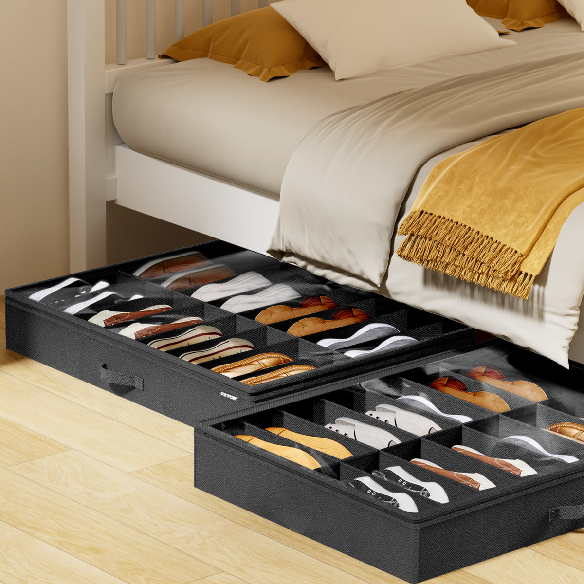Ebern Designs Sturdy Under Bed Shoe Storage Organizer, Set of 2, 32 ...