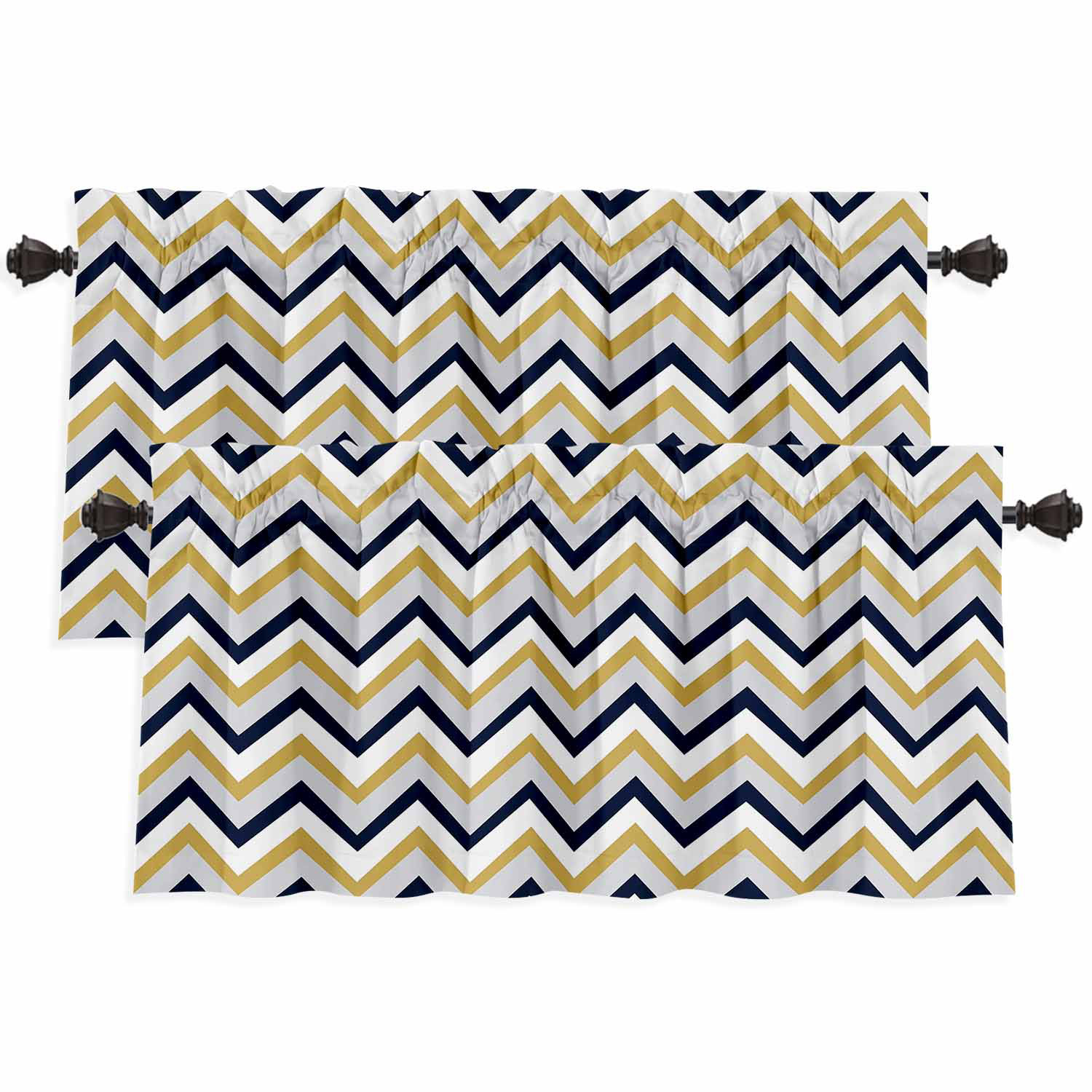 Latitude Run® Blue 52"W Trendy Golden White and Navy Chevron Window ...