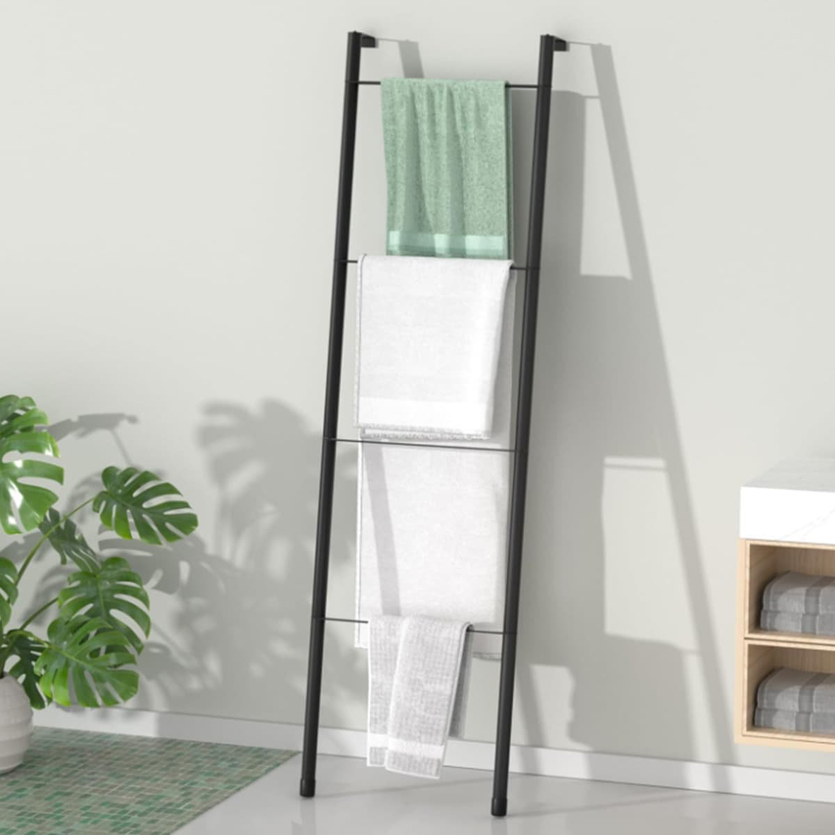 Ebern Designs 4 layers of metal carpet ladder for bathroom, living room ...