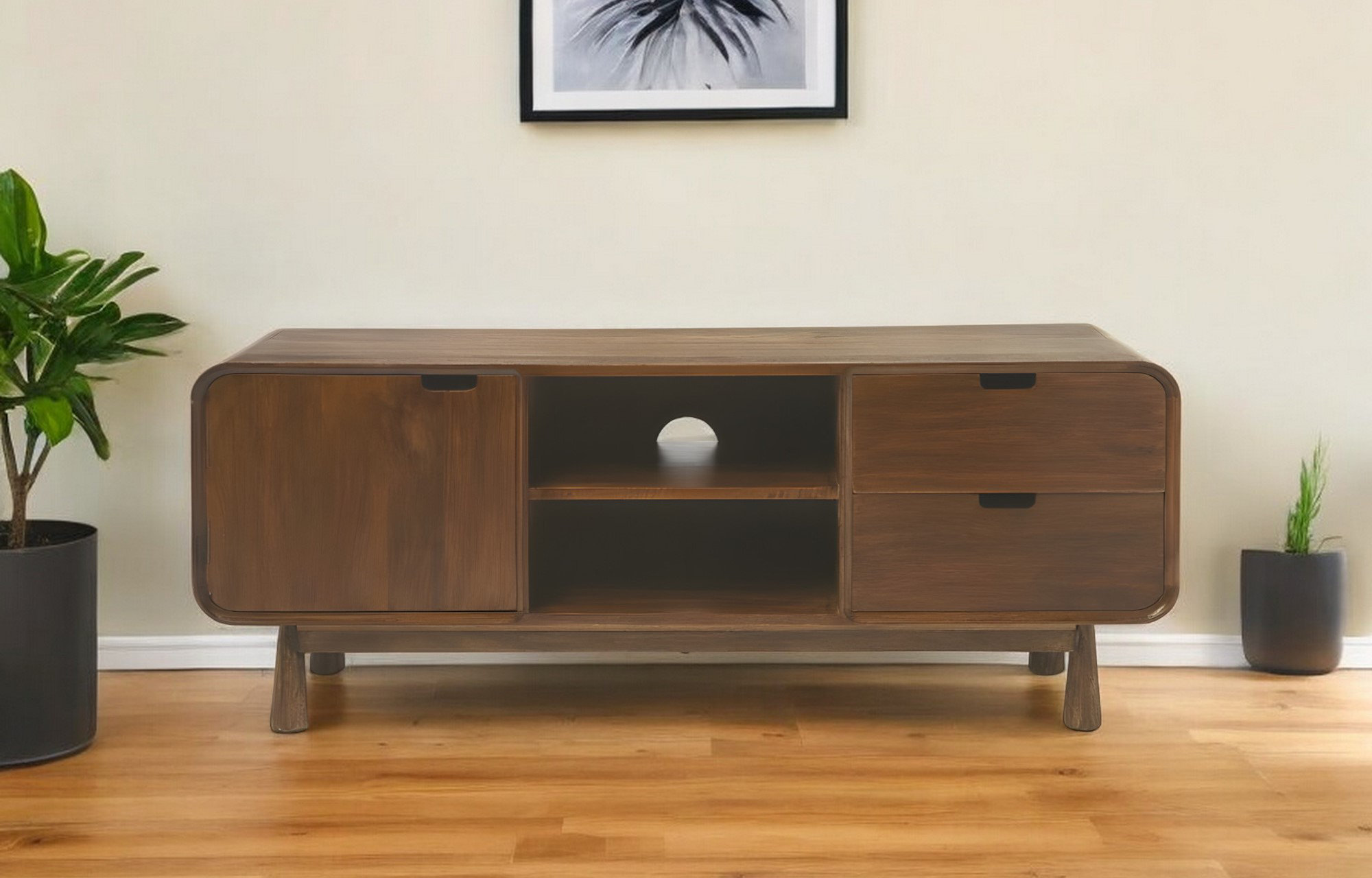 Corrigan Studio® Almirah 50" Brown Mid Century Modern Wood TV Stand ...