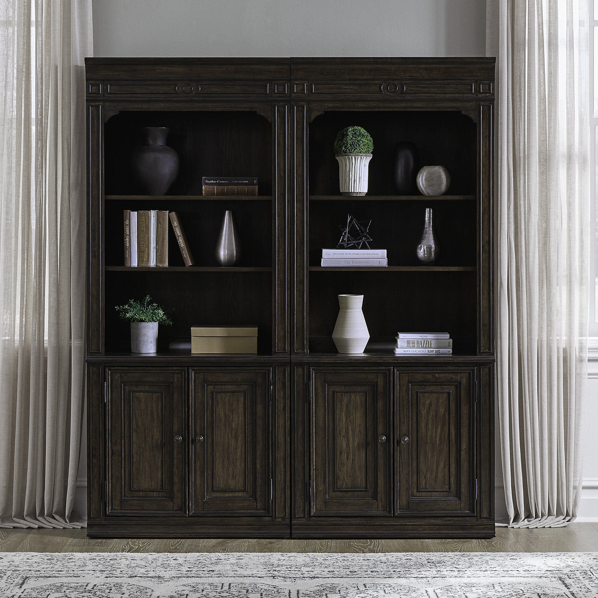 Alcott Hill® Dillmon 2 Piece Bunching Bookcase Set w/ 2 Cabinets | Wayfair