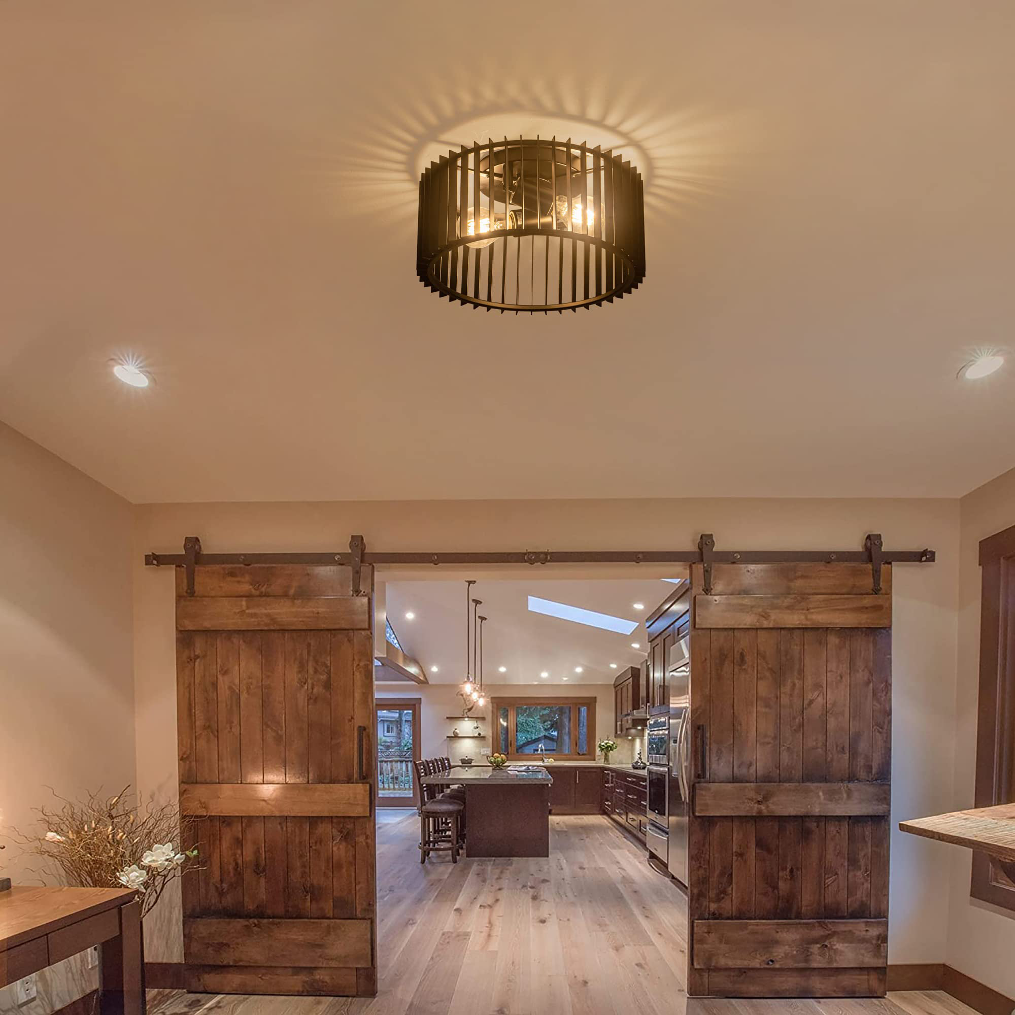 Trent Austin Design® Modern Black Flush Mount Ceiling Light Fixture ...