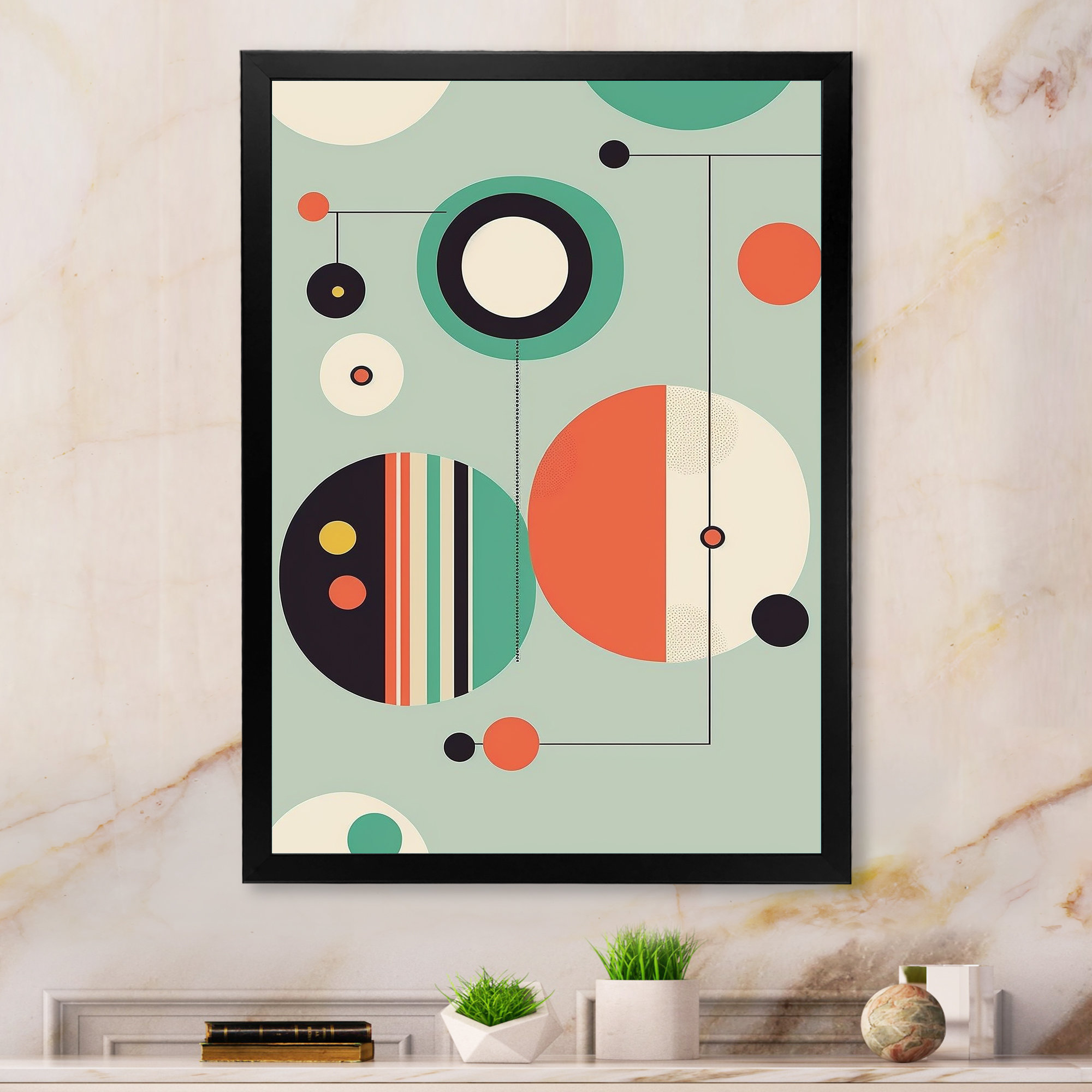 Design Art Mid-Century Retro Dimensions II - Picture Frame Print on ...