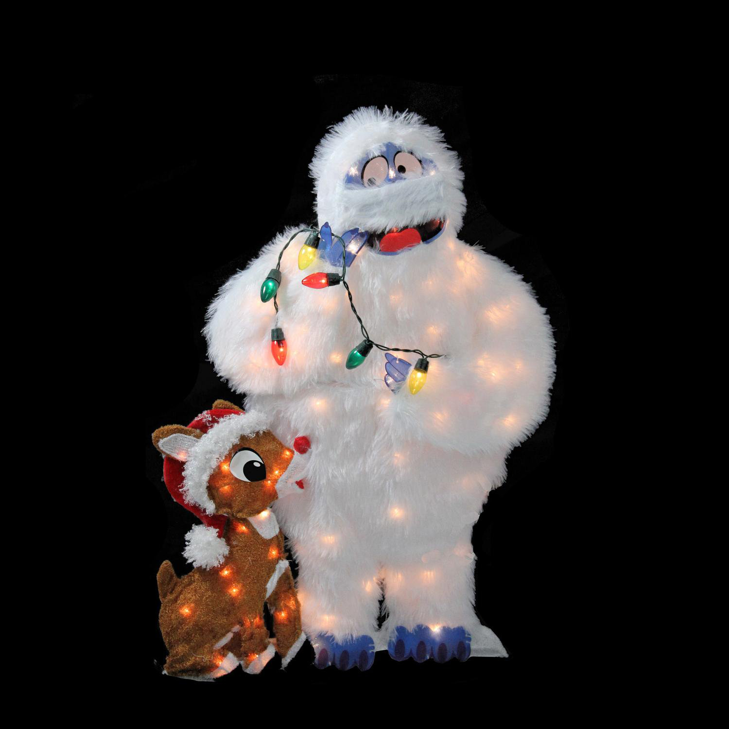 Northlight 32" White Lighted Rudolph and Bumble 2D Christmas Outdoor ...