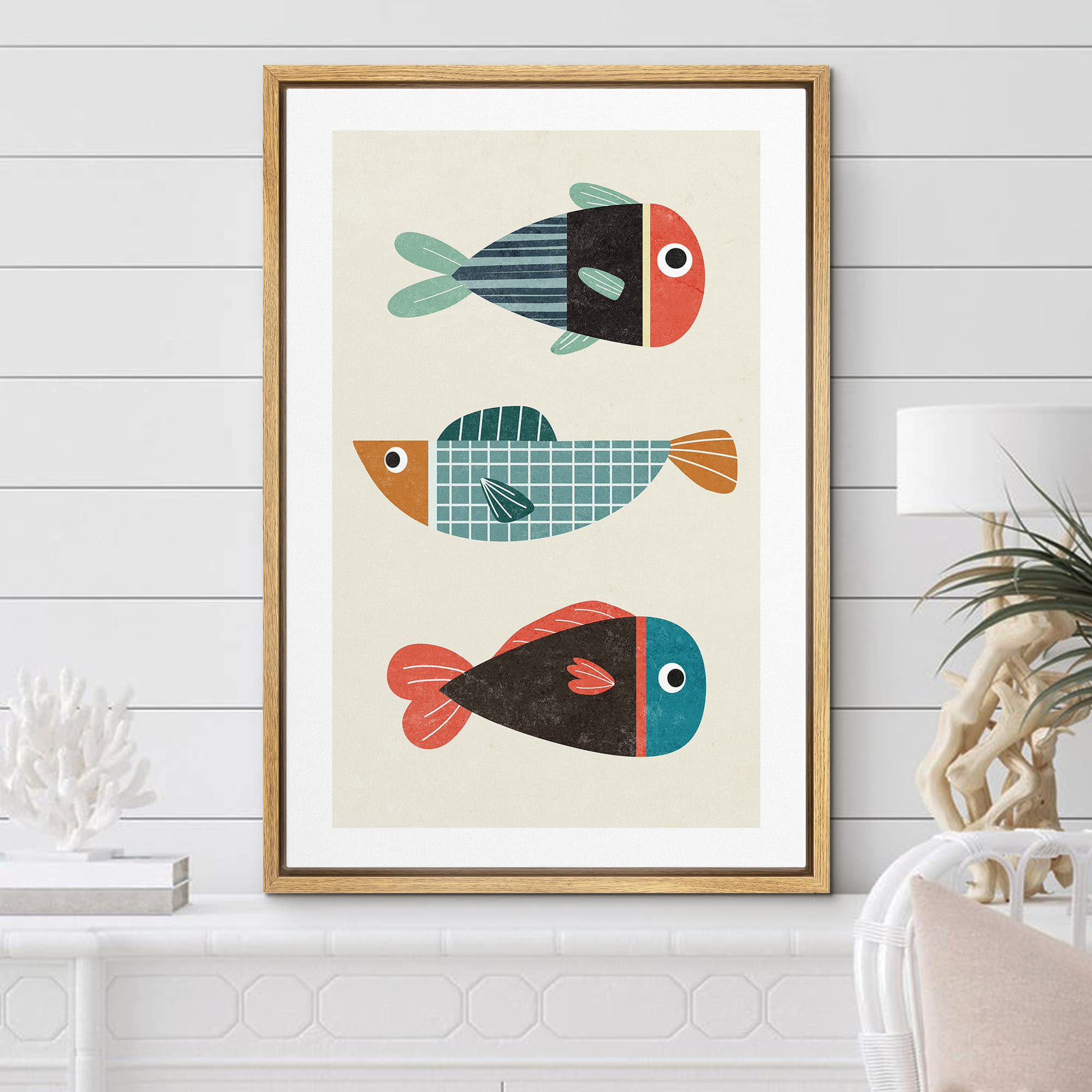IDEA4WALL Pattern Cartoon Fish Animals Shapes Mid-Century Modern ...
