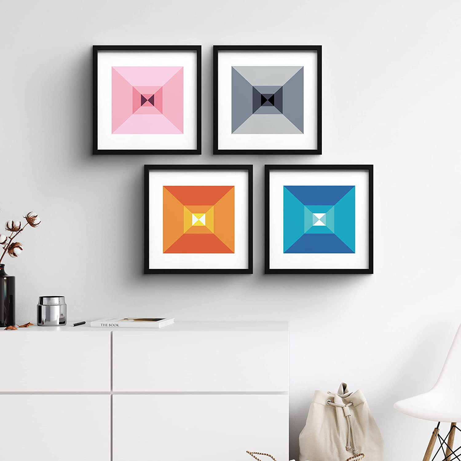 SIGNLEADER Vibrant Tranquil Square Optical Illusions - 4 Piece Picture ...