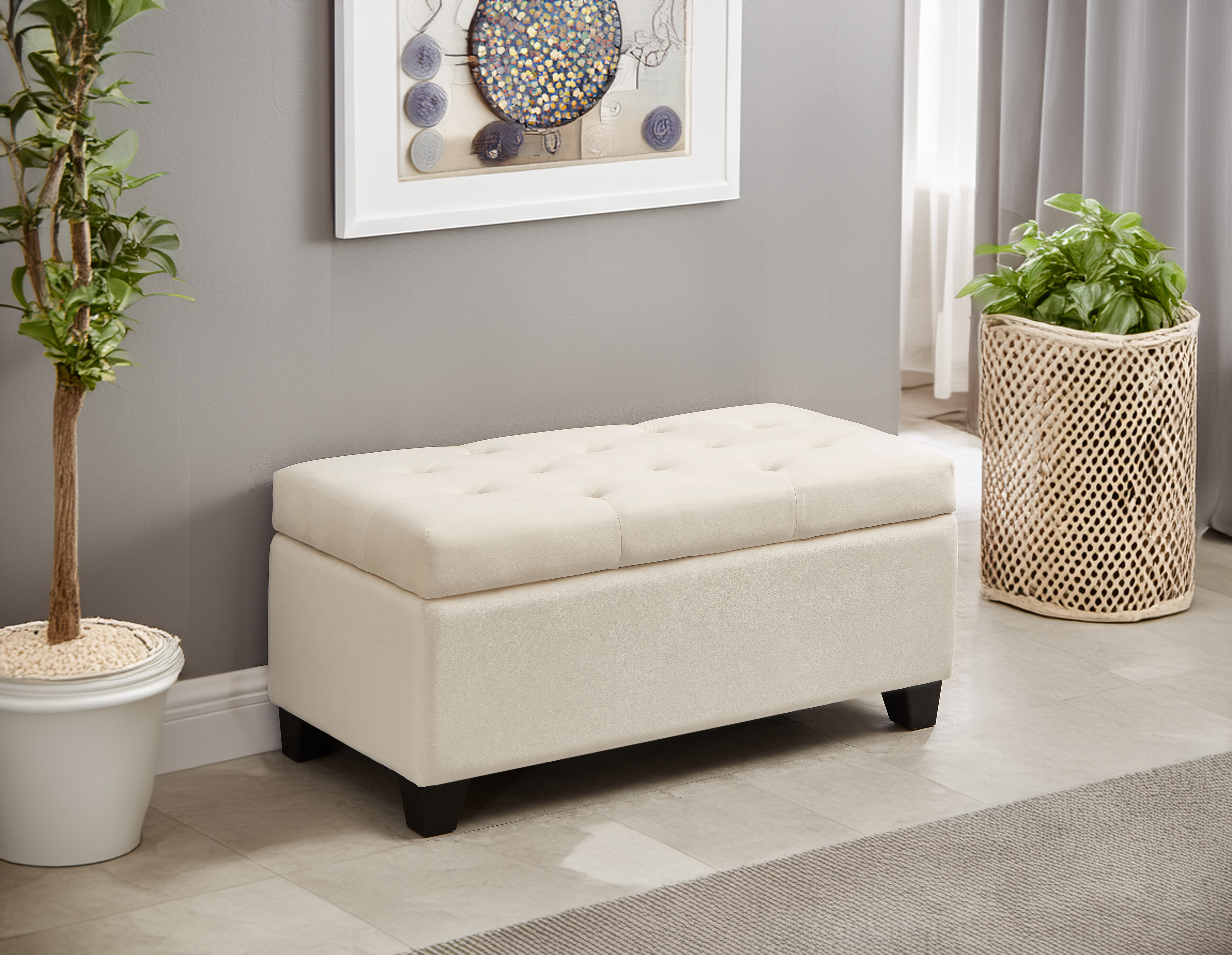 Winston Porter Permelia Fabric Upholstered Storage Bench - Wayfair Canada