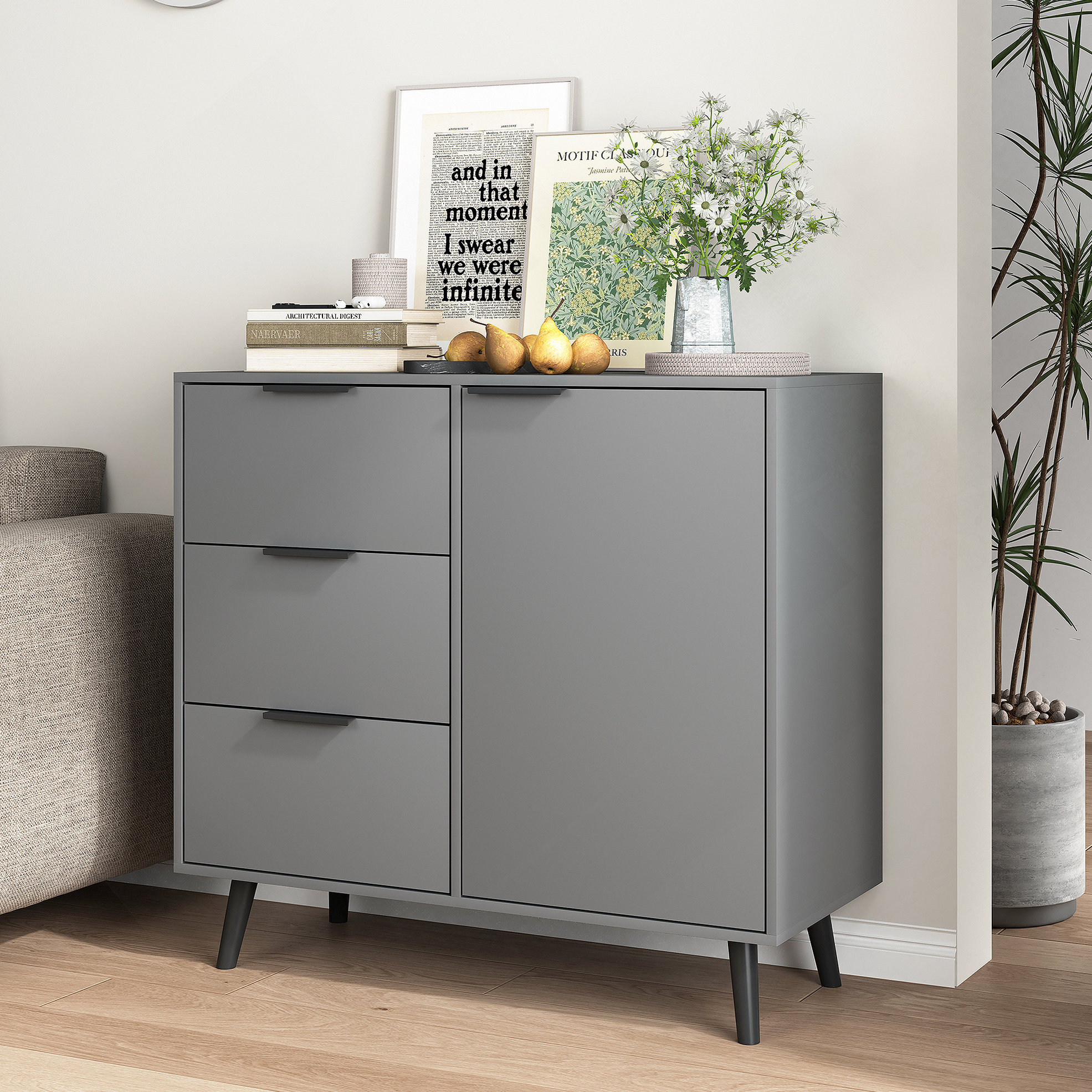 George Oliver Mid-Century Modern Storage Cabinet with Multiple Drawers ...