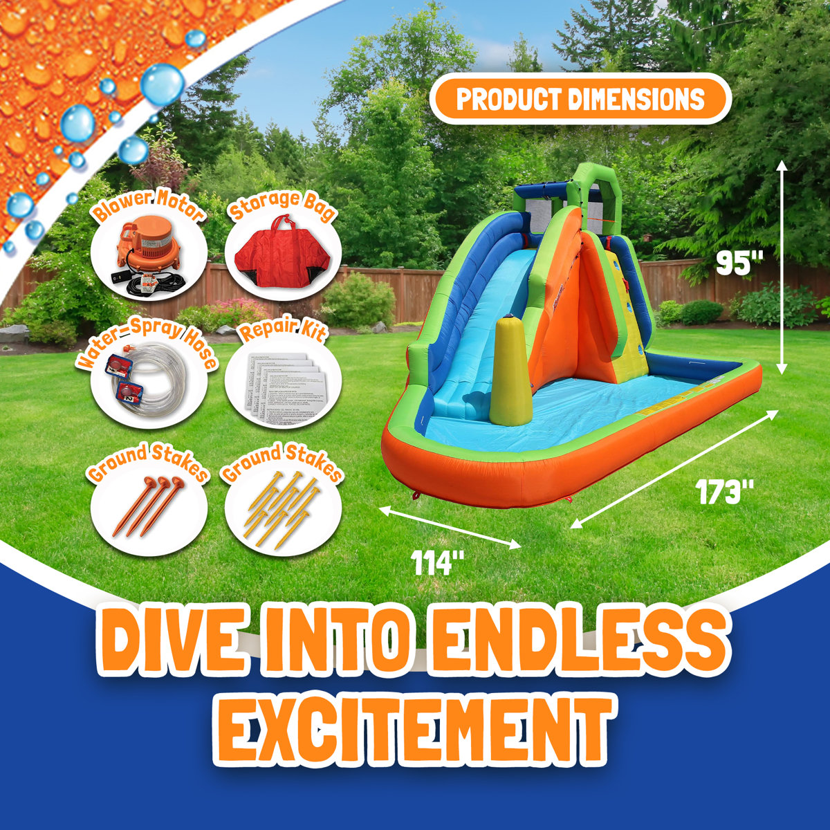 Banzai Gushing Geyser Water-Spraying Inflatable Pool Water Park Set ...