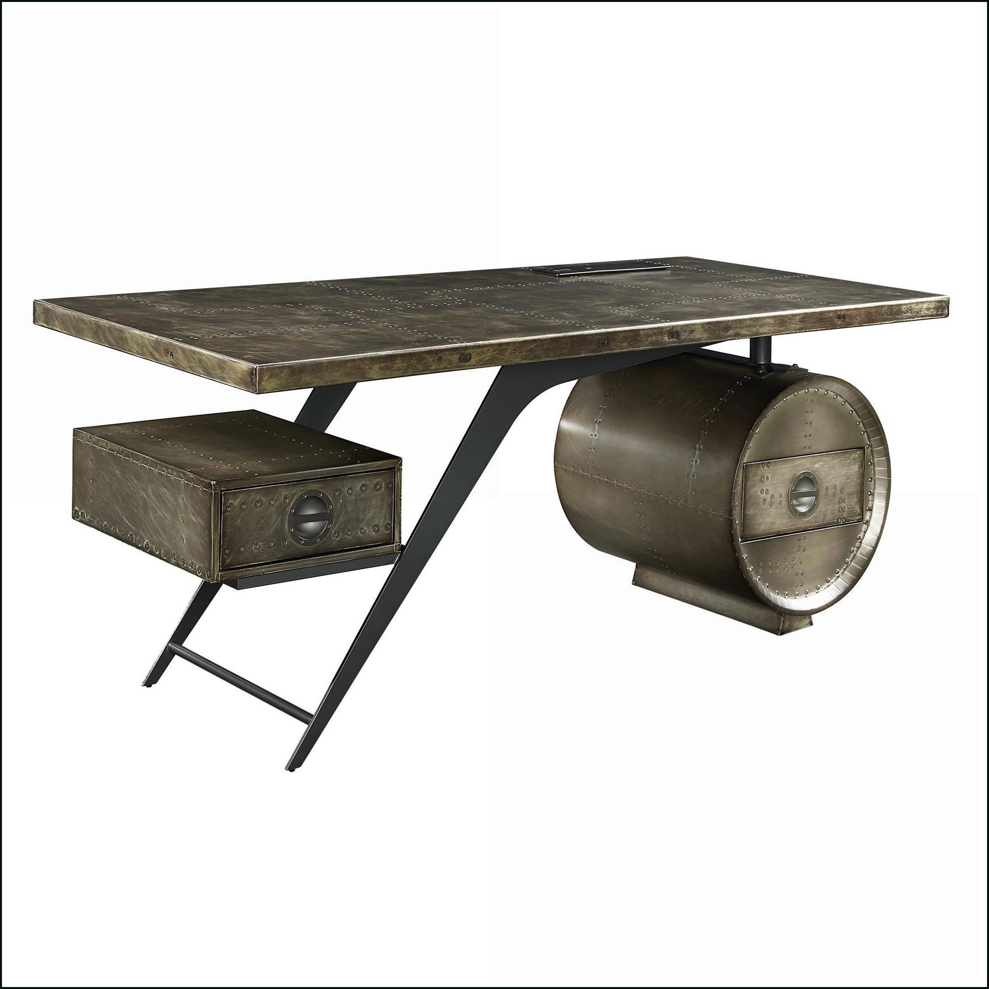 Latitude Run® Desks, Aviation-Inspired Bronze Aluminum & Oak Writing ...