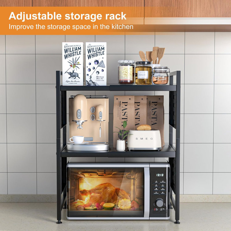 Rebrilliant Microwave Oven Rack,Expandable Microwave Stand,2 Tier Metal ...