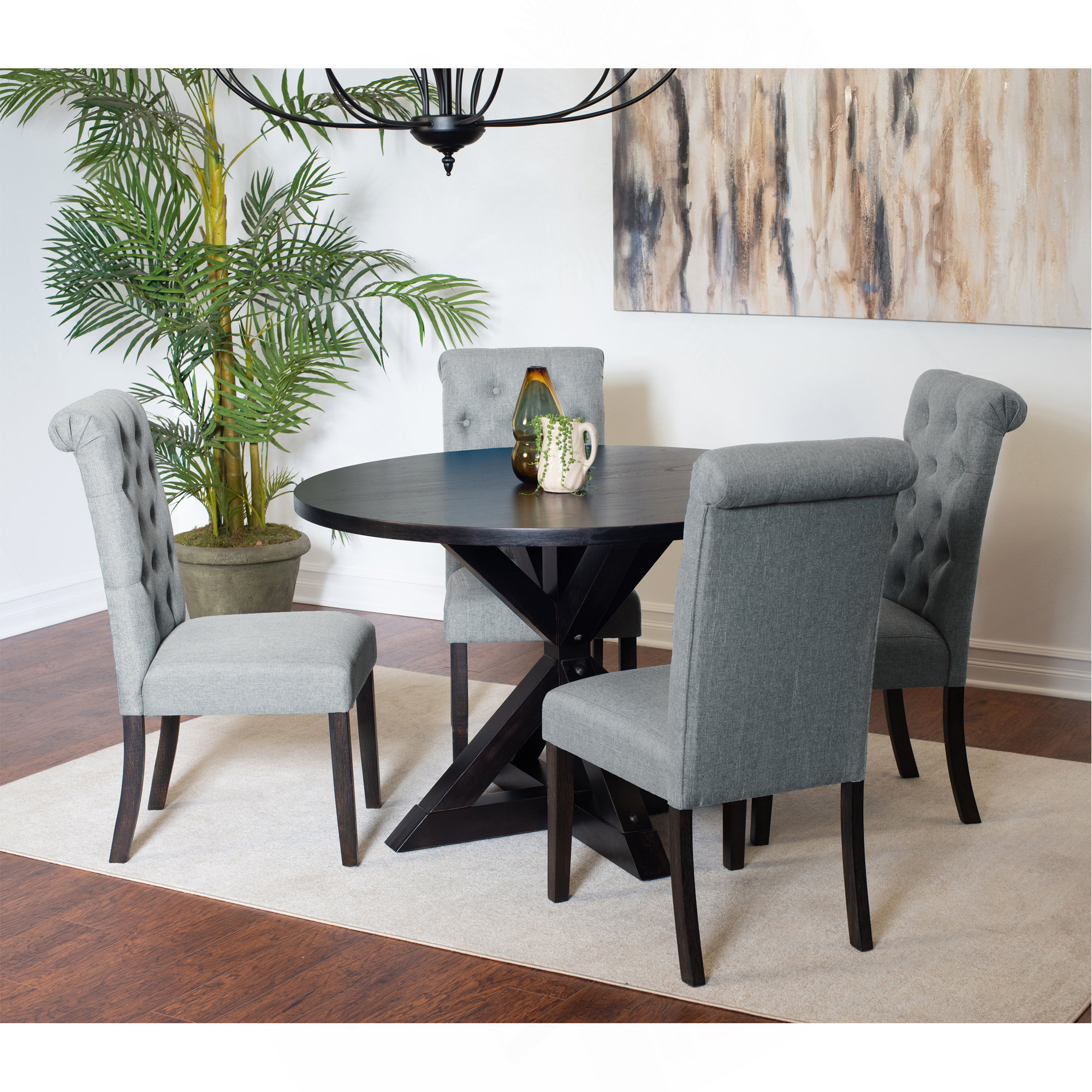 Darby Home Co 5-Piece Dining Set, Cross-Buck Dining Table With 4 ...