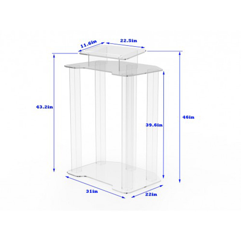 FixtureDisplays Acrylic Podium Wood Pulpit Large Lecterm for Church ...