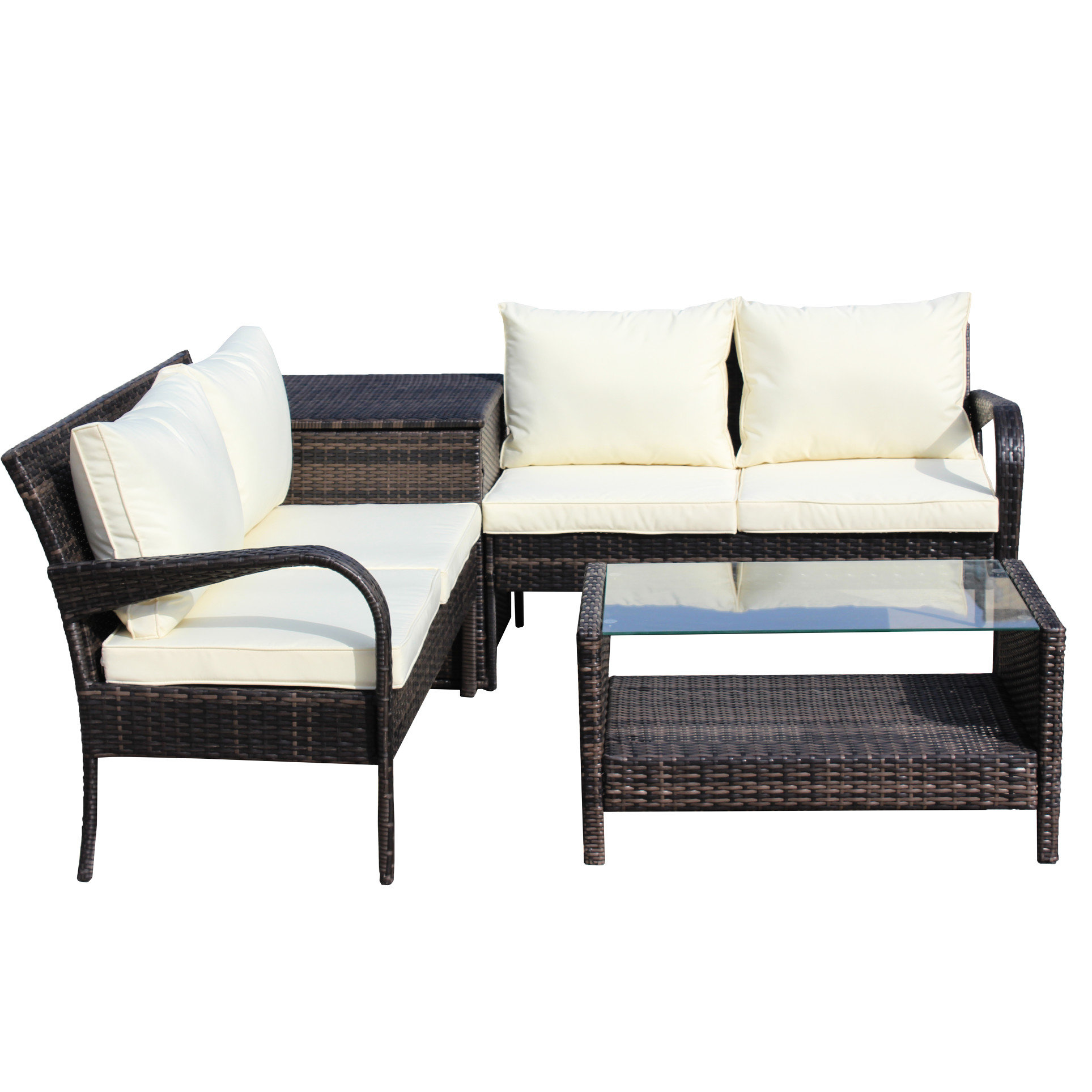 Hokku Designs 4 Patio With Storage Box - Brown And Side Hue | Wayfair