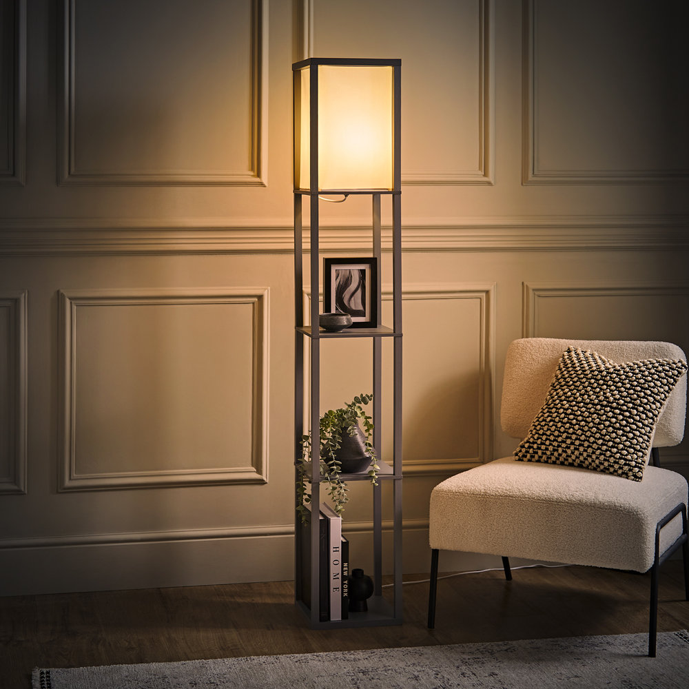 Zipcode Design Lena Struttura 160cm Floor Lamp Wooden Shelves Floor ...