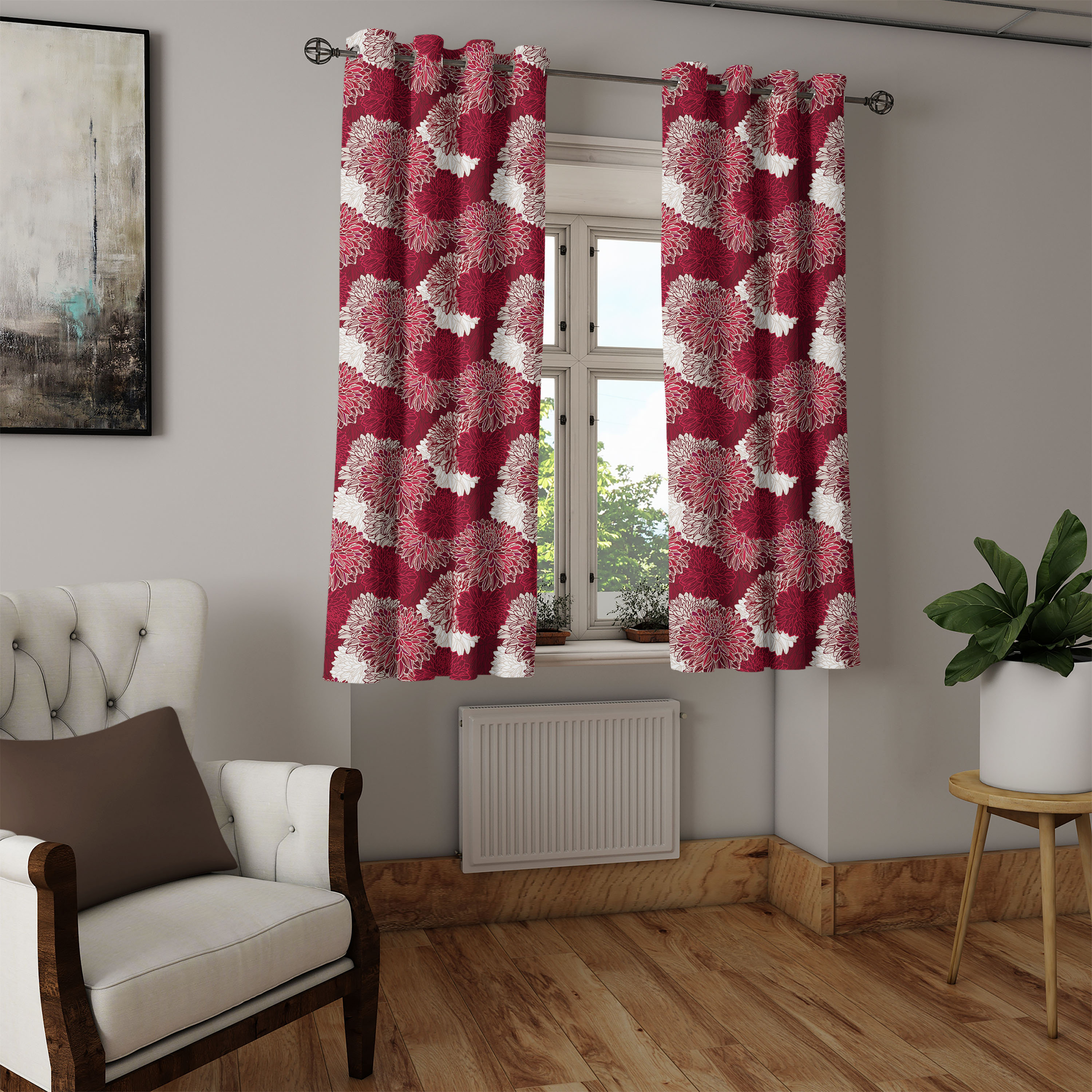East Urban Home Floral Grommet Curtain Decorative 2-Panel Window Drapes ...