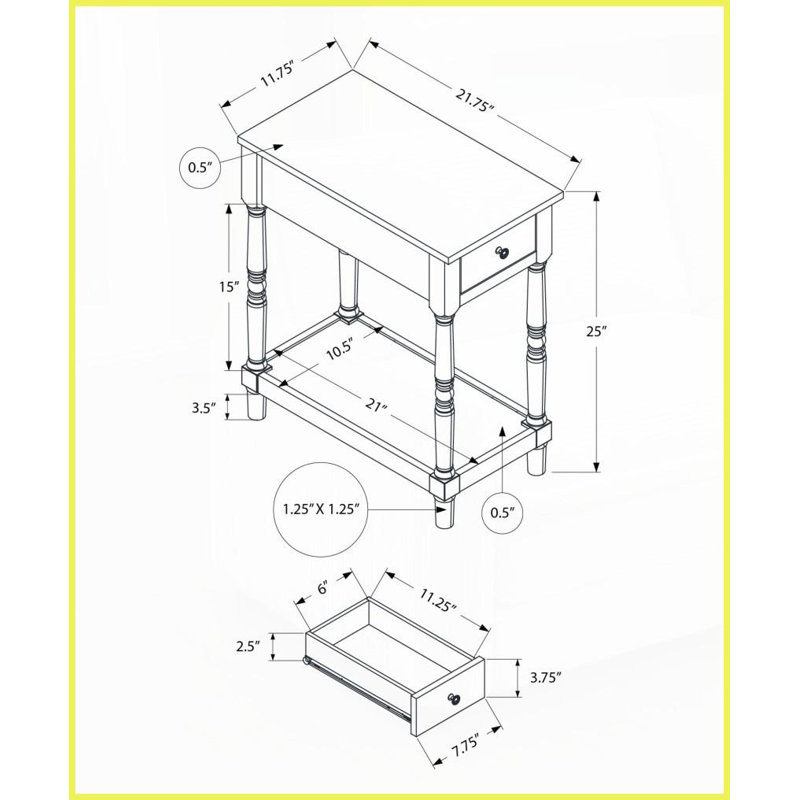 Latitude Run® Space-Saving 2-Tier Coffee Table - 25-Inch Brown ...