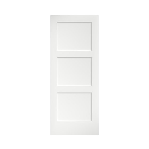 EightDoors 80-in 3-Panel Equal Shaker Solid Wood Primed Slab Door ...
