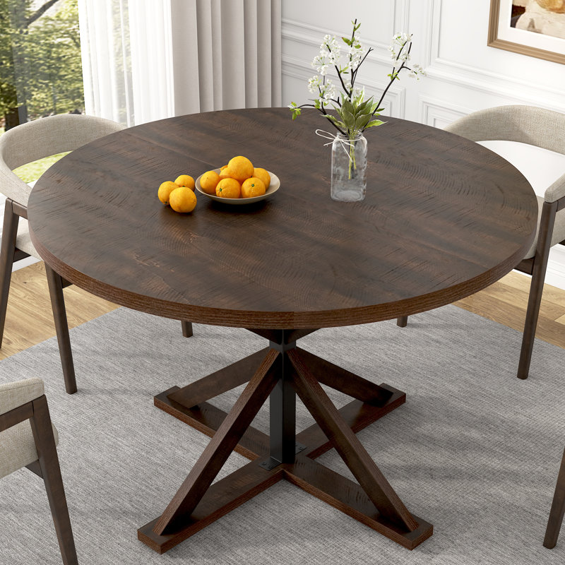 Ophelia & Co. 47" Round Dining Table For 4 - Farmhouse Wooden Kitchen ...