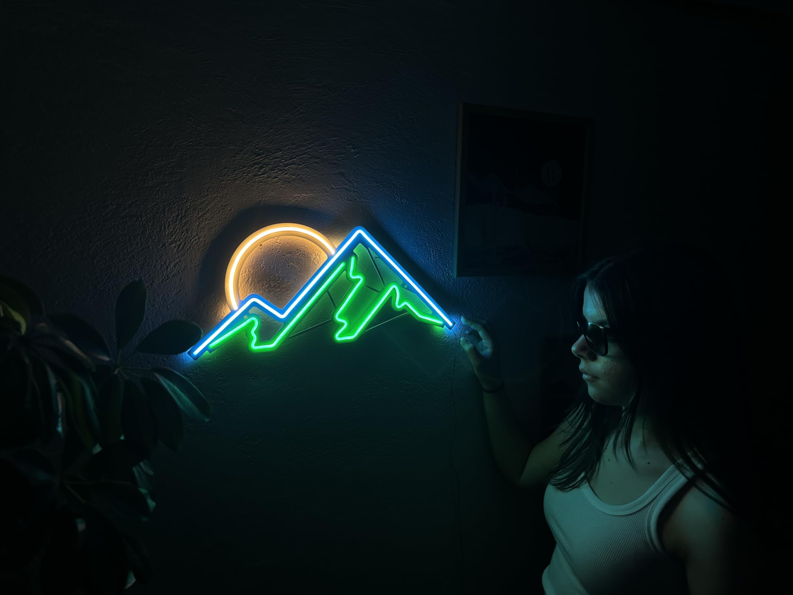 Trinx Mountain Metal Neon Sign, Mountain Neon Wall Decor, LED Mountain ...