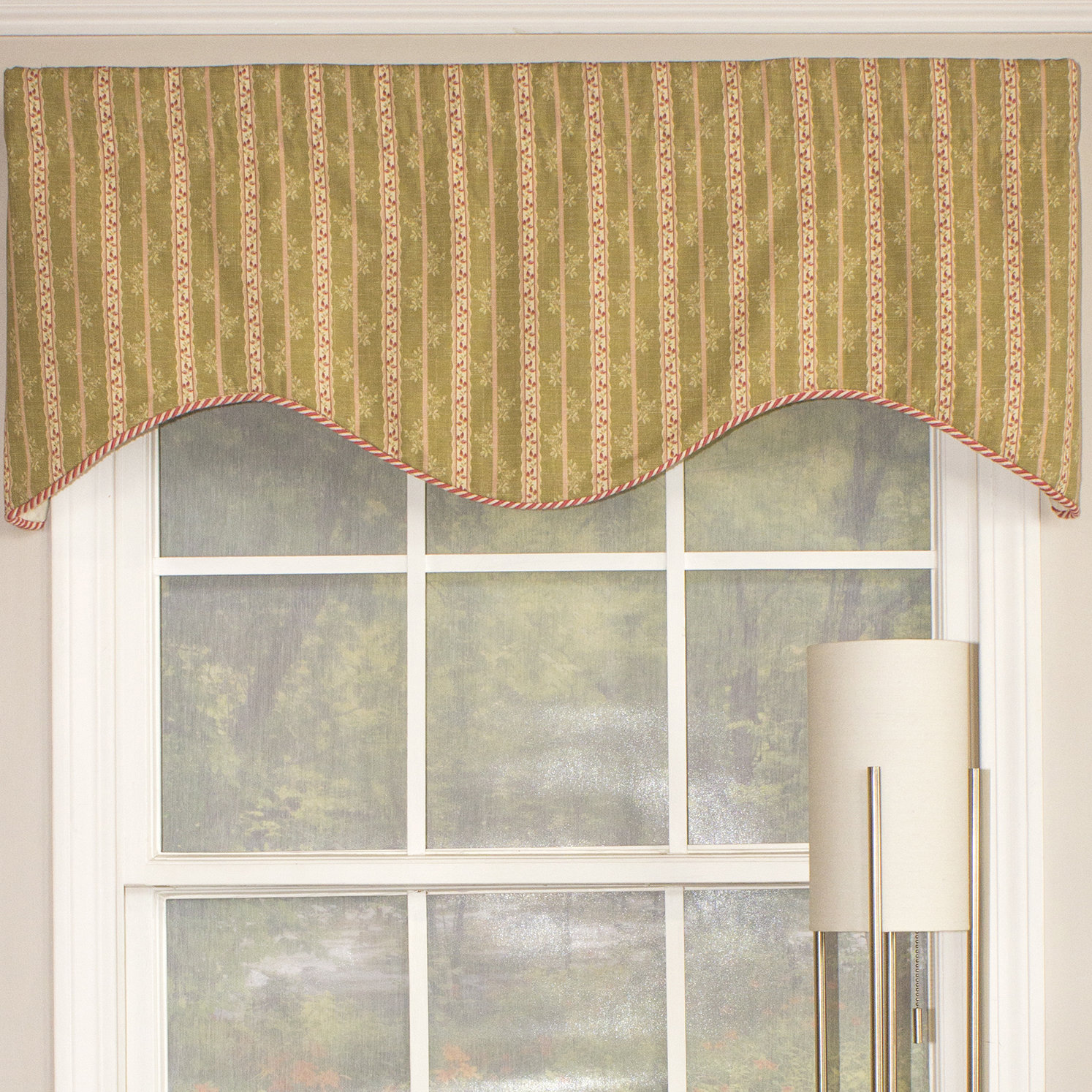 RLF Home Rose Bud Stripe Cornice 50" Window Valance | Wayfair