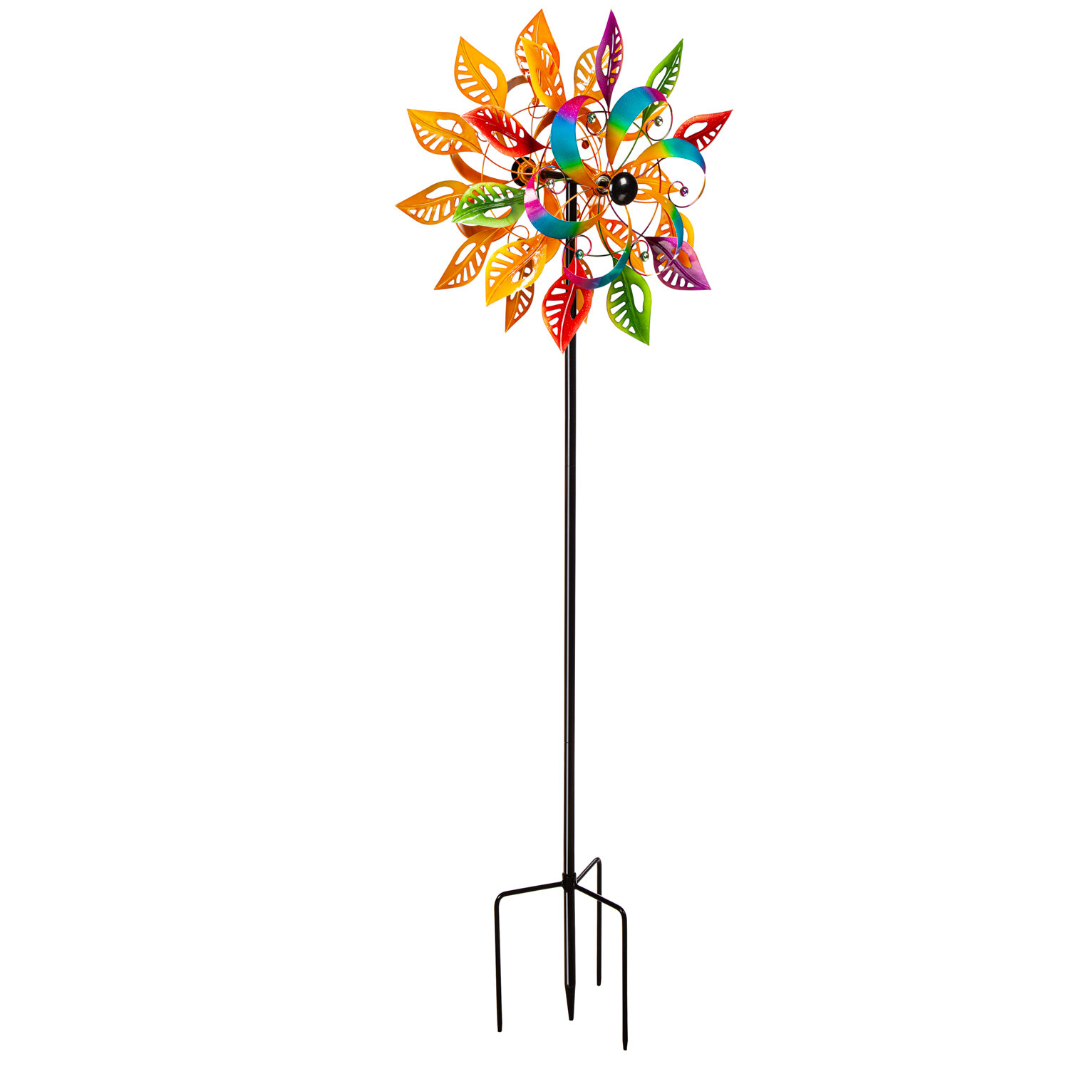 Arlmont & Co. 75"H Colorful Filigree Leaves Wind Spinner - Wayfair Canada