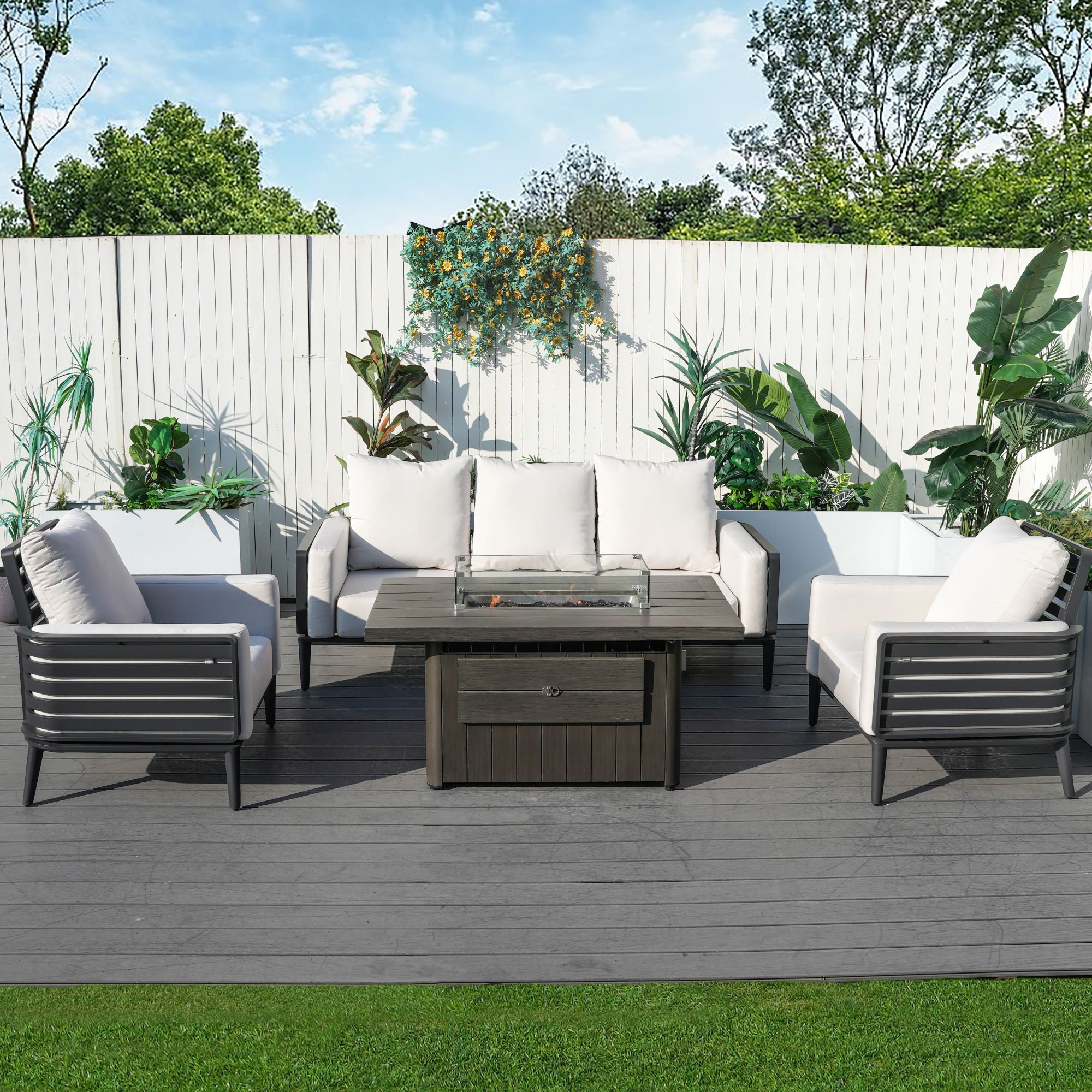 Latitude Run® 5-Person Aluminum Outdoor Conversation Furniture Set ...