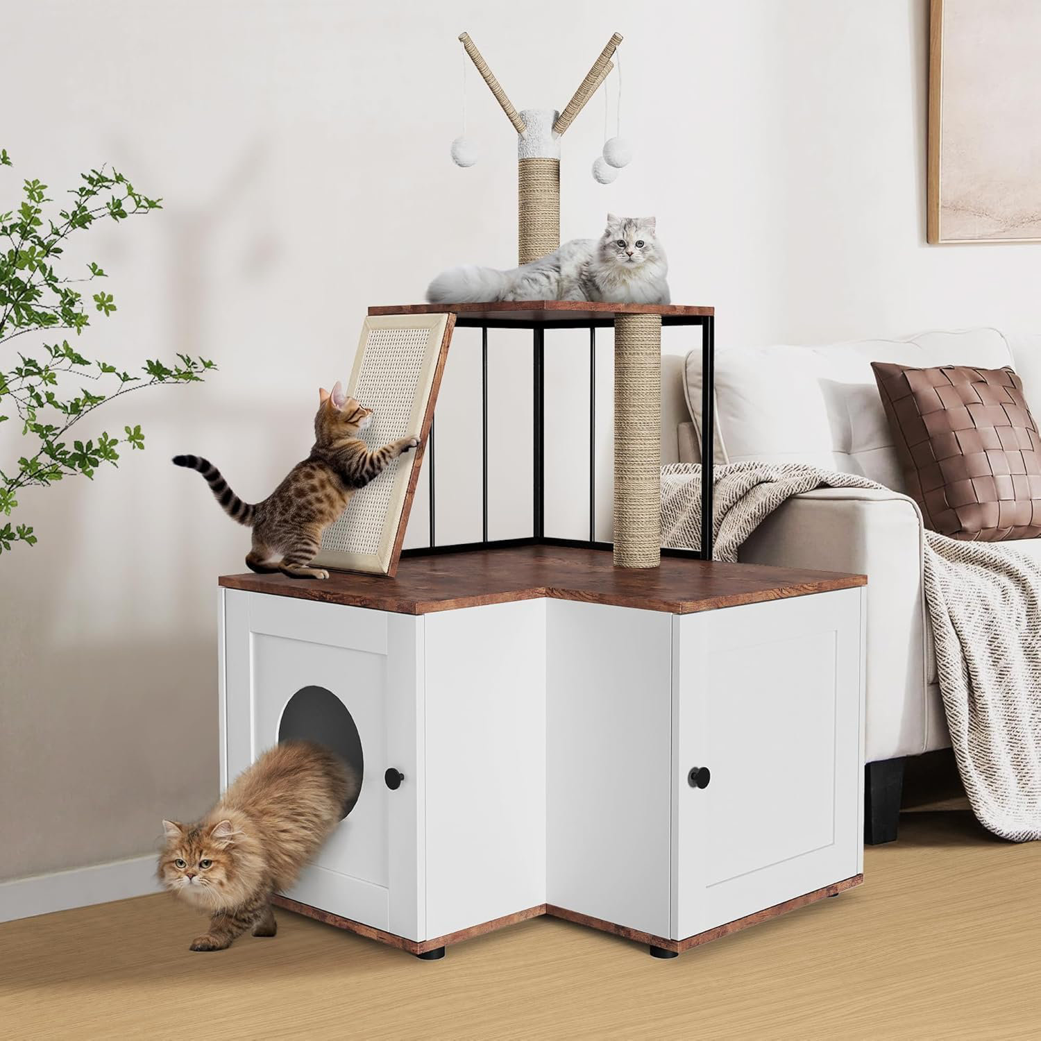 Tucker Murphy Pet™ Cat Litter Box Enclosure With Storage Cabinet ...