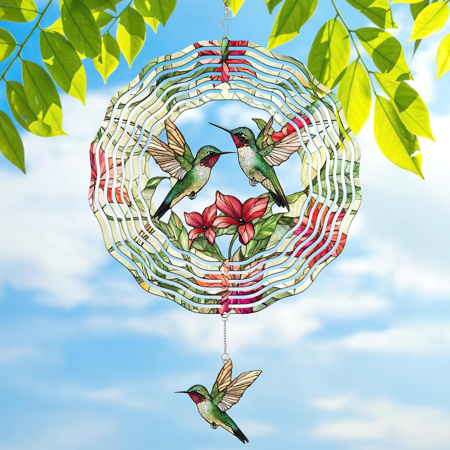 Arlmont & Co. 3D Stainless Steel Metal Wind Spinners 12 In Hummingbird ...
