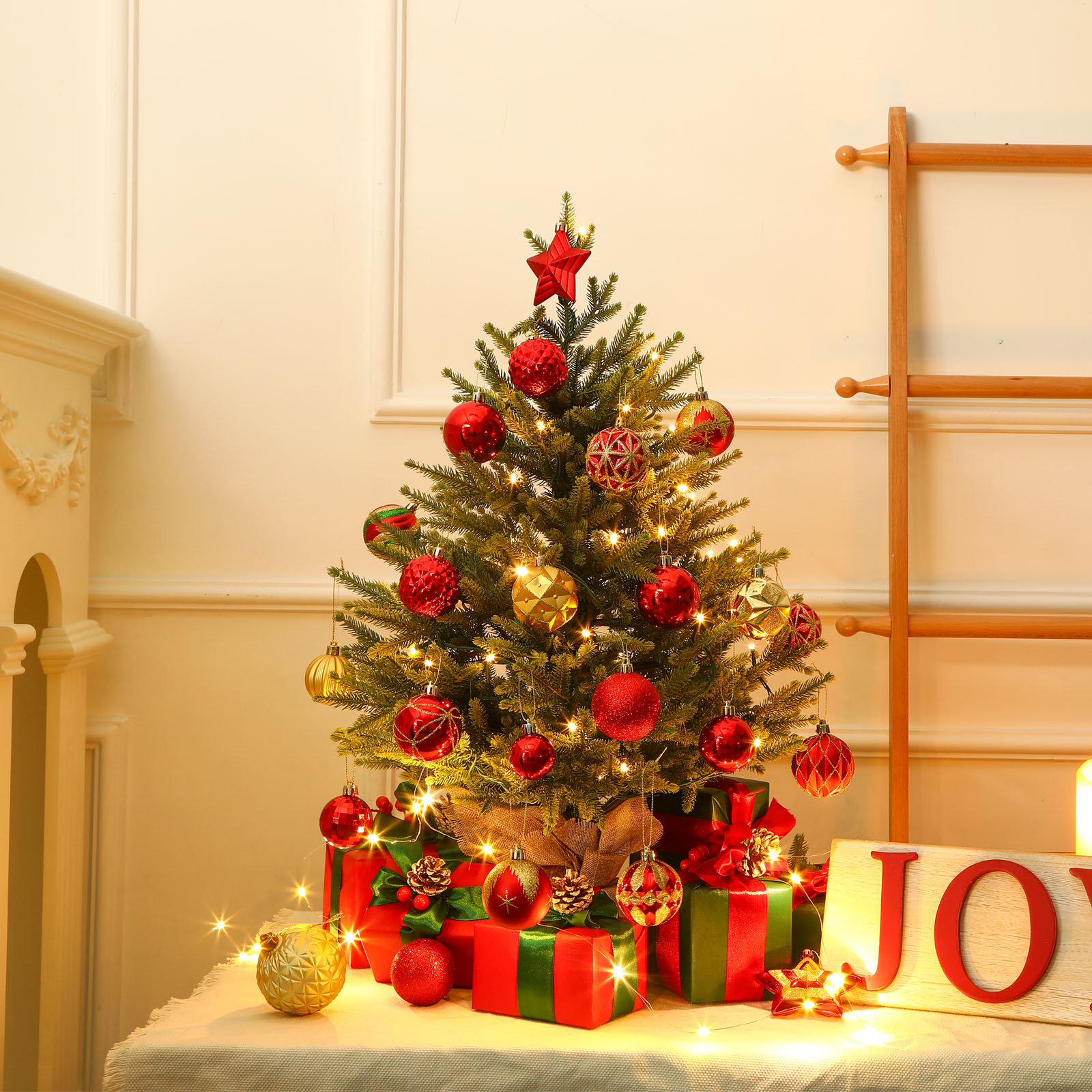 The Holiday Aisle® Mini Christmas Tree With Color LED Lights, Remote ...