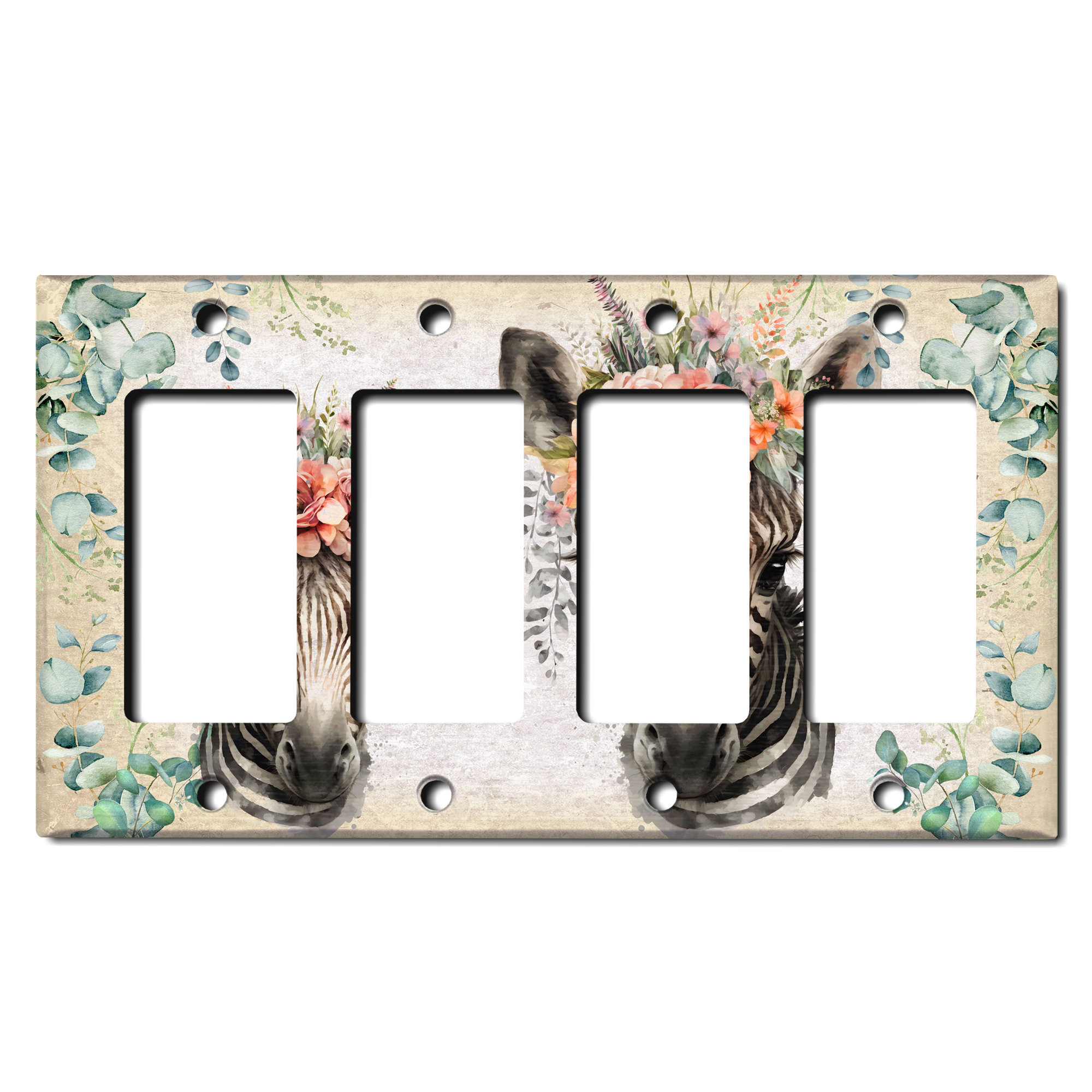WorldAcc Metal Light Switch Plate Outlet Cover (Zebra Animal Flower ...