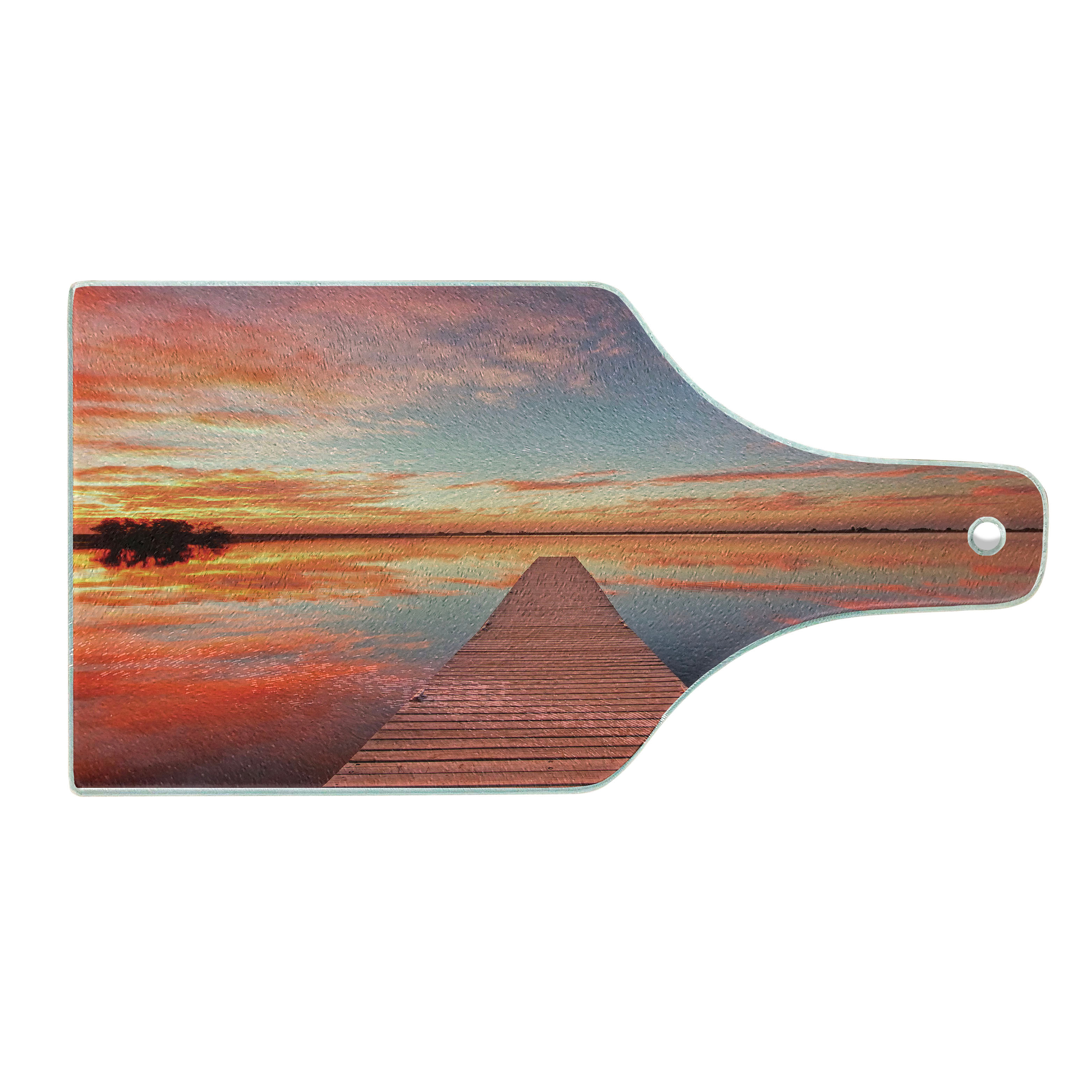 Ambesonne Nature Tempered Glass Cutting Board Pathway Sunset at Ocean ...